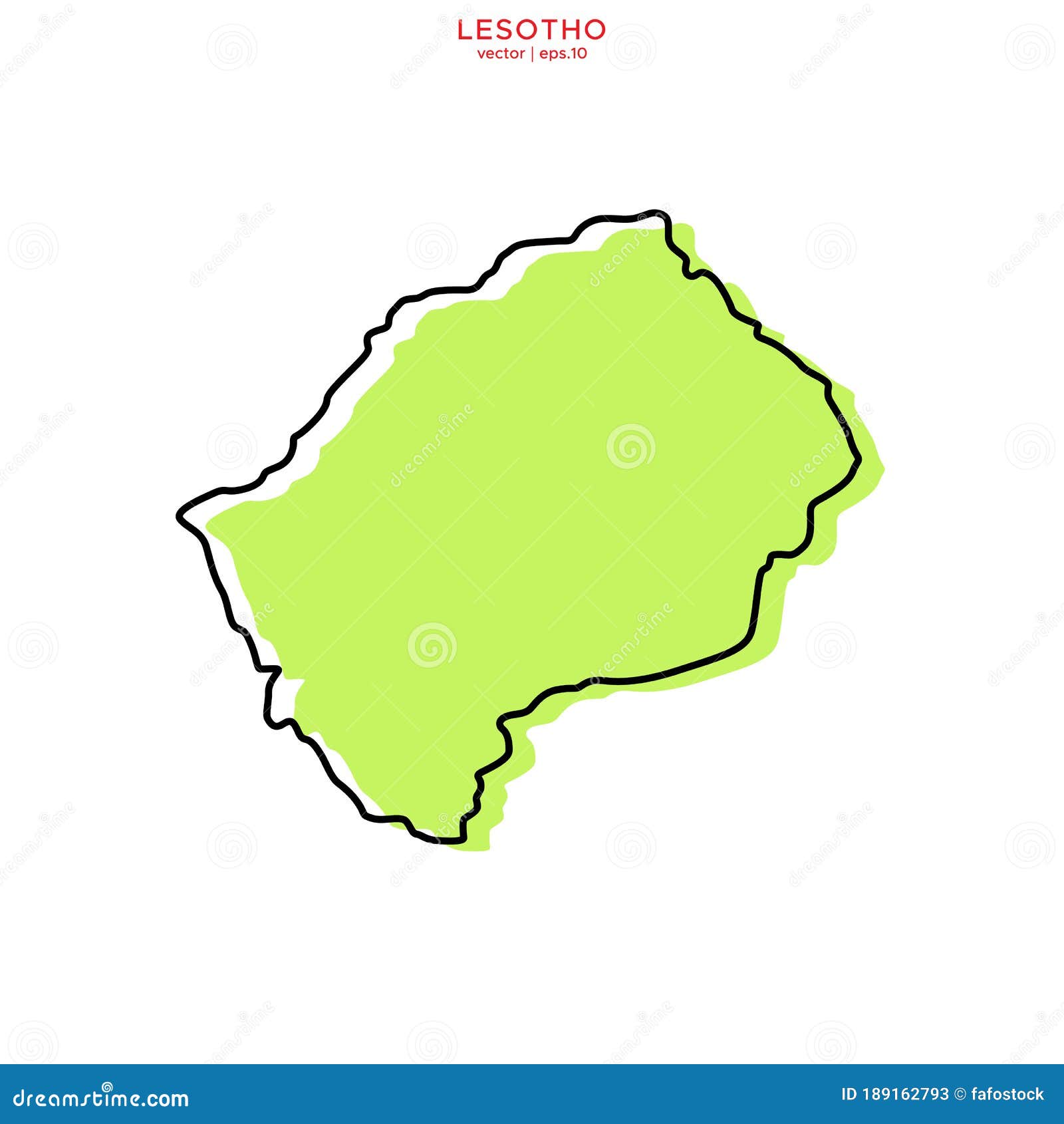 Green Map of Lesotho with Outline Vector Design Template. Editable ...