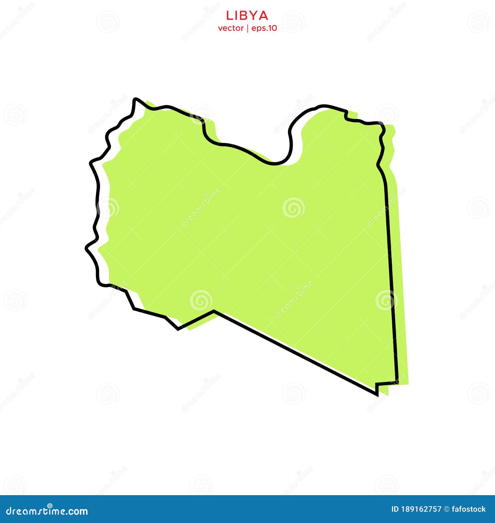 Green Map of Libya with Outline Vector Design Template. Editable Stroke ...