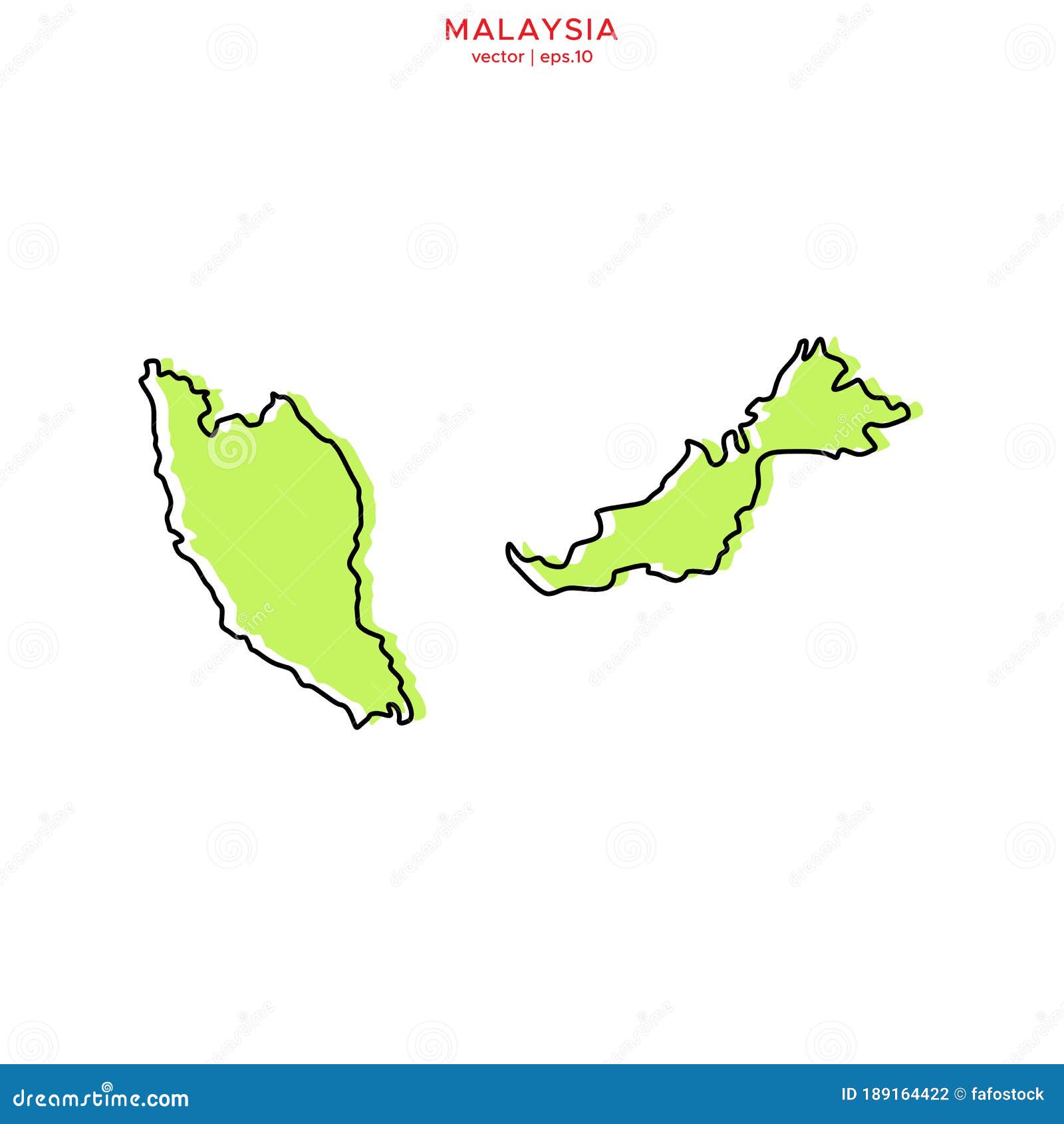 Green Map Of Malaysia With Outline Vector Design Template. Editable ...
