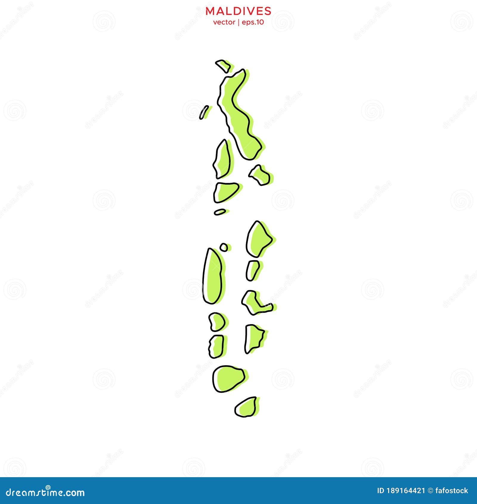 Green Map of Maldives with Outline Vector Design Template. Editable ...