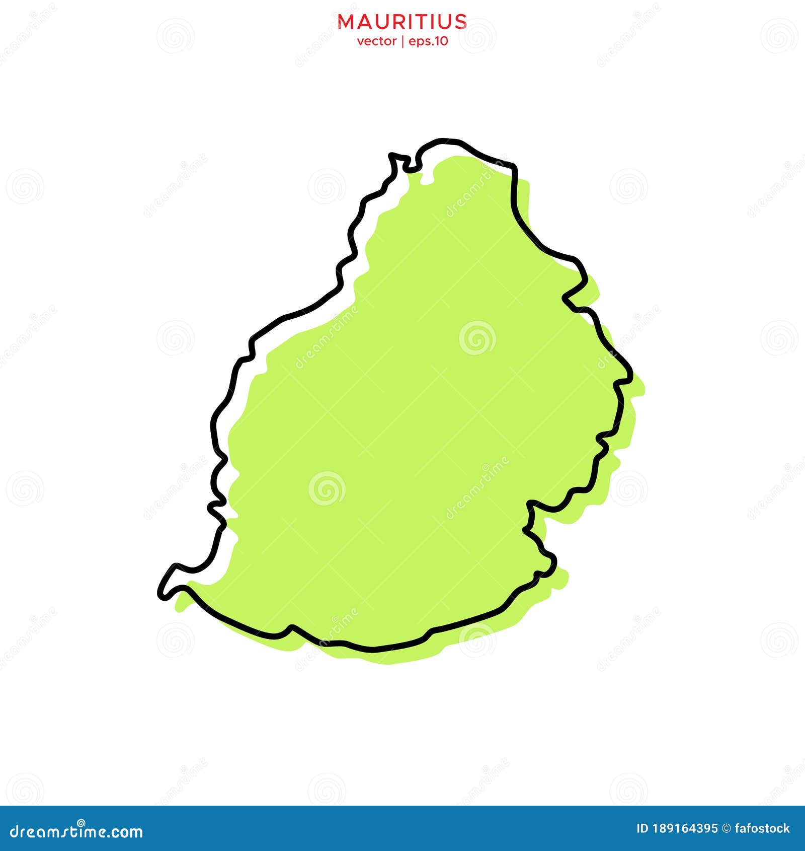 Green Map of Mauritius with Outline Vector Design Template. Editable ...