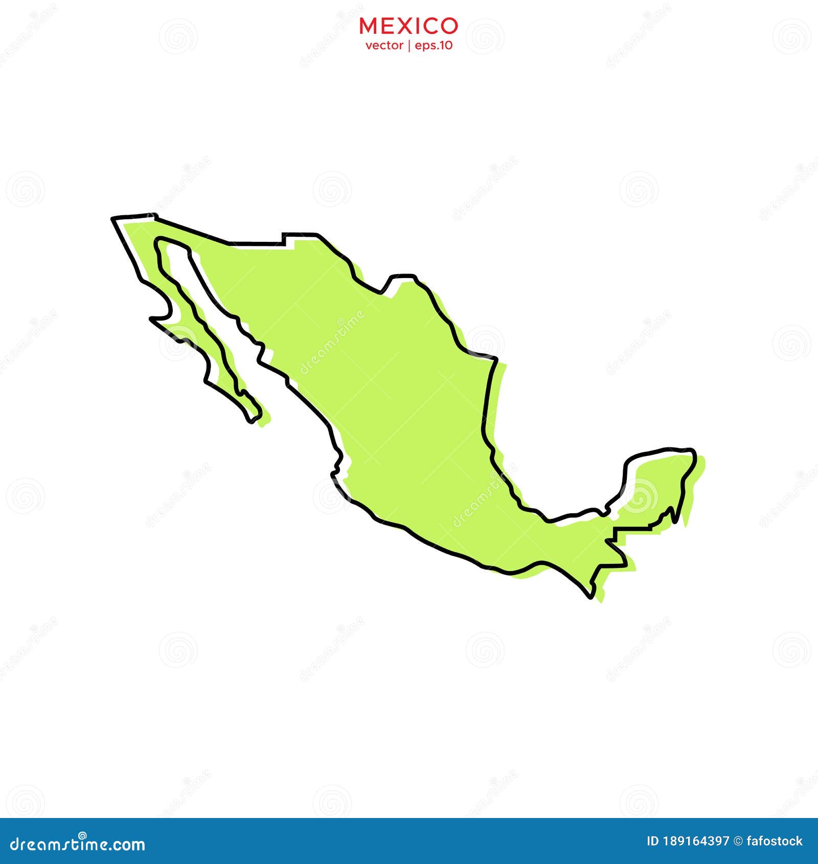 Green Map of Mexico with Outline Vector Design Template. Editable ...