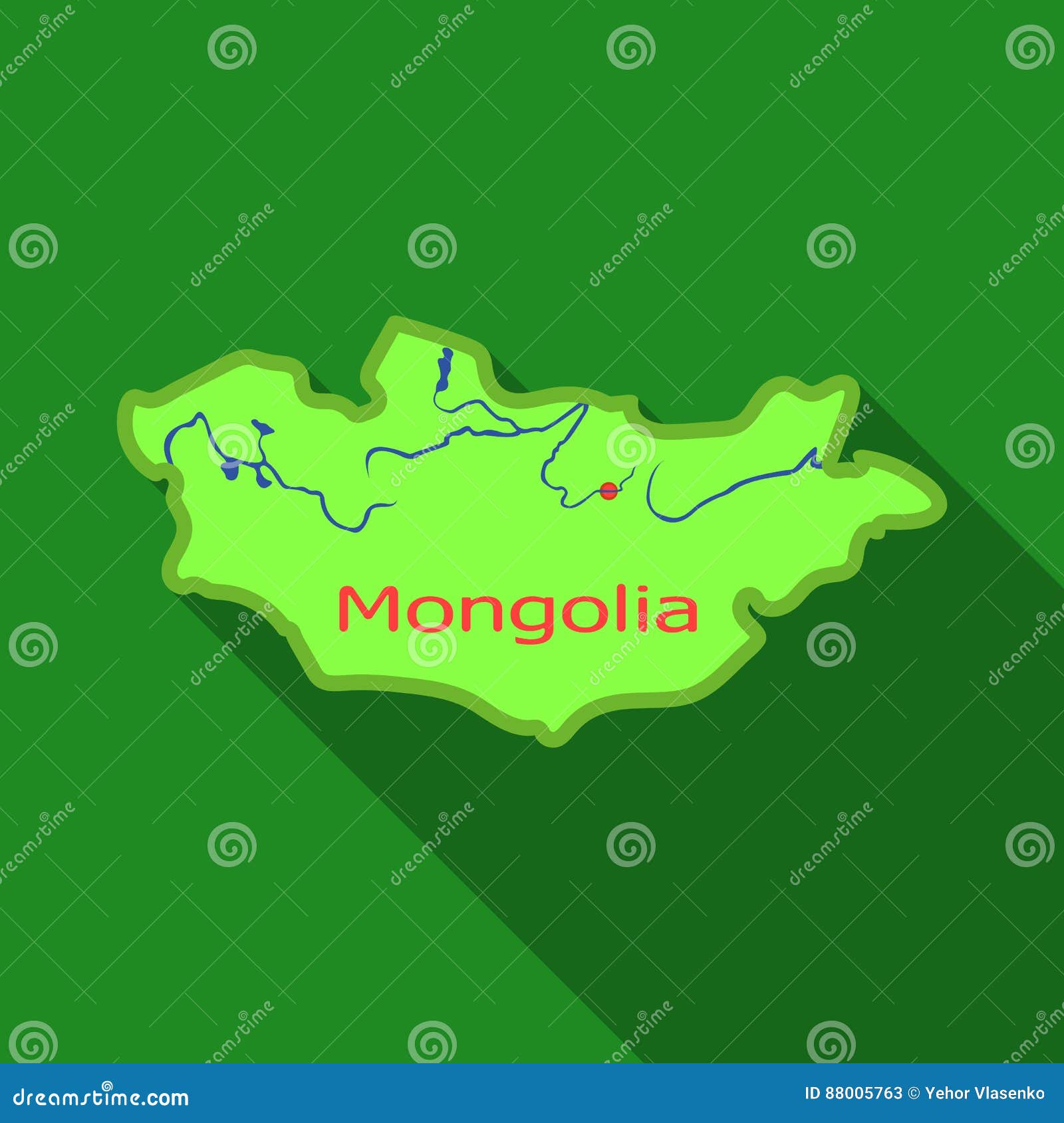 Green Map of Mongolia.Mongolia on the World Map.Mongolia Single Icon in ...