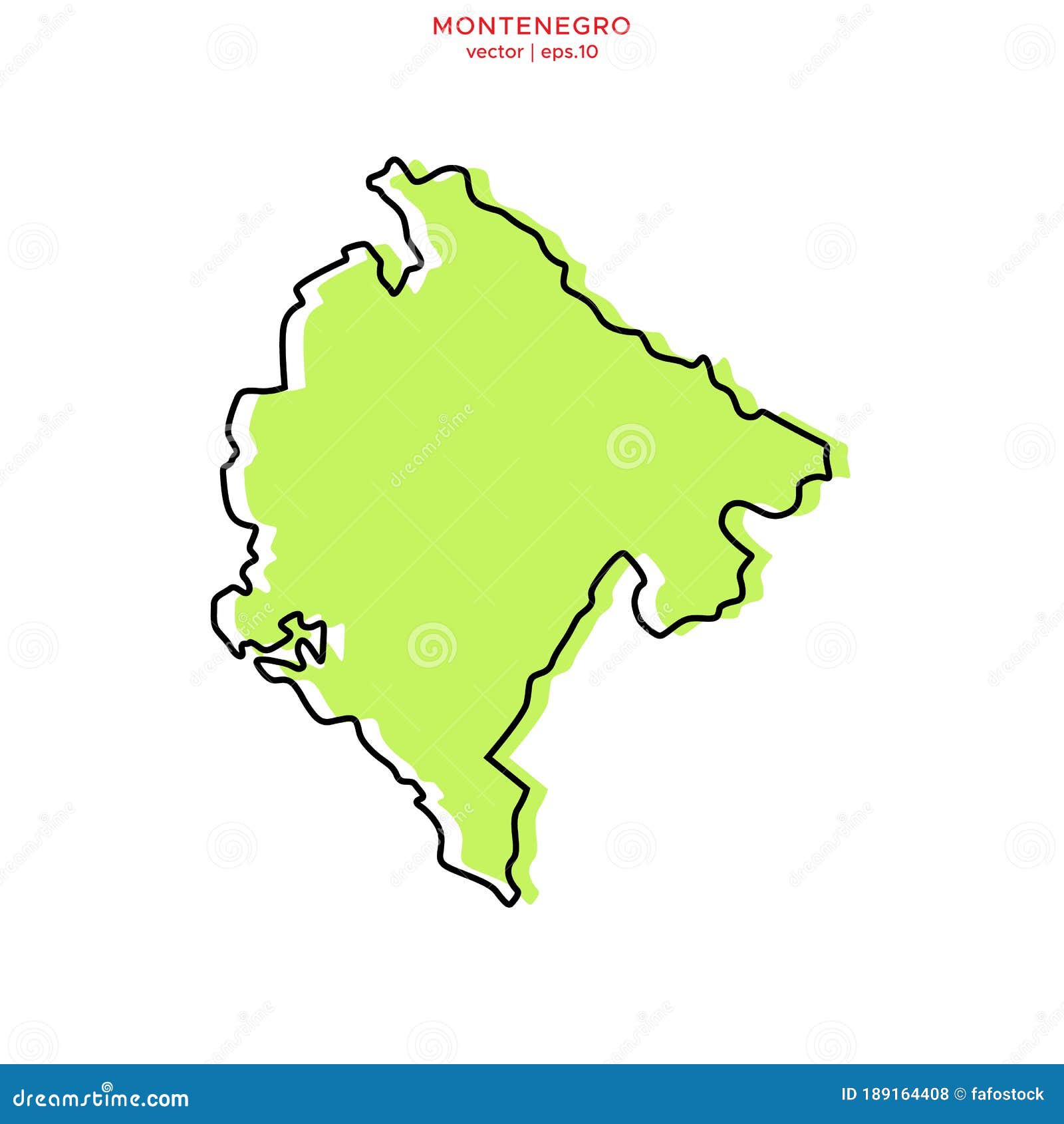 Green Map of Montenegro with Outline Vector Design Template. Editable ...