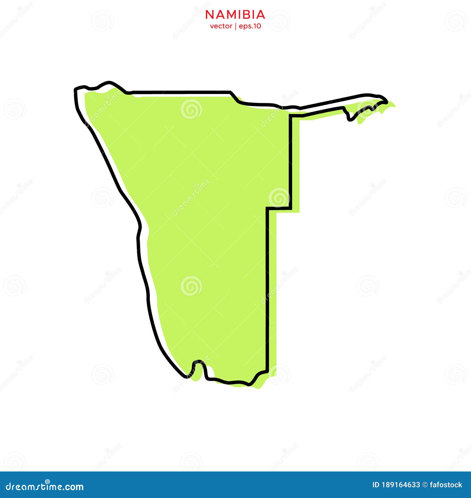 Green Map of Namibia with Outline Vector Design Template. Editable ...
