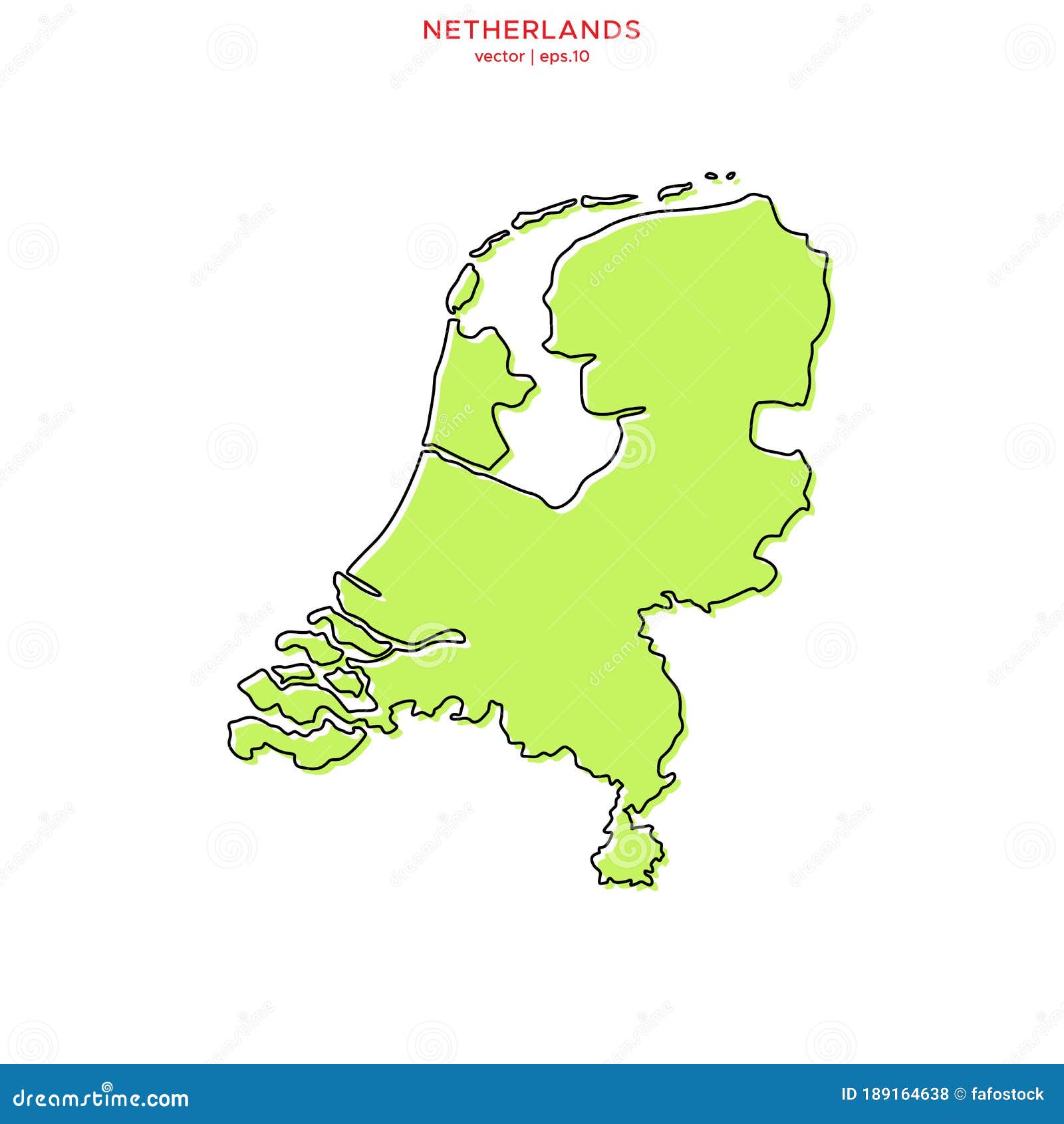 Green Map of Netherlands with Outline Vector Design Template. Editable ...