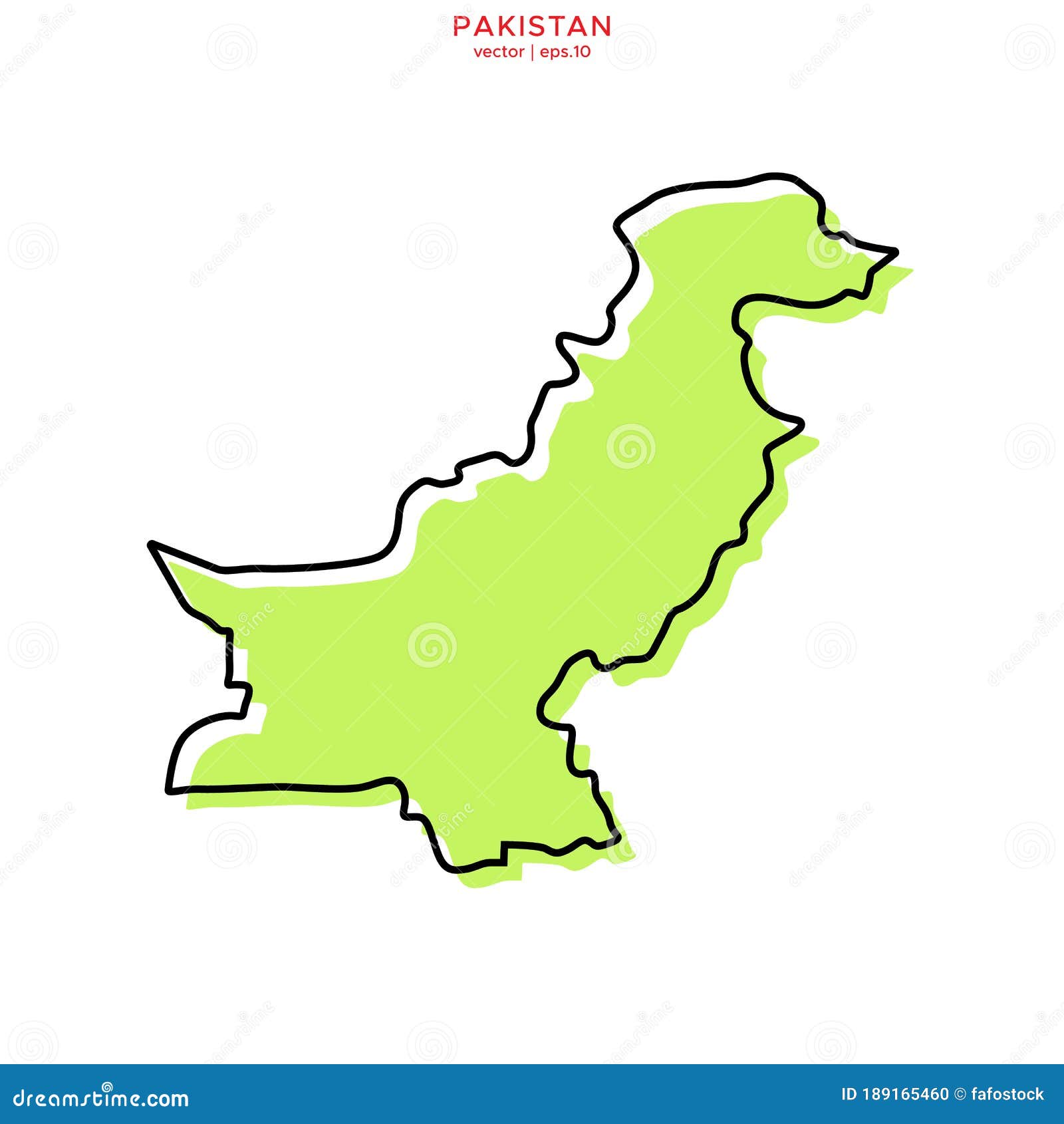 Green Map of Pakistan with Outline Vector Design Template. Editable ...