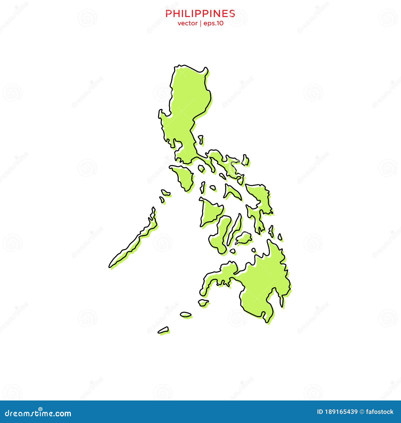 Green Map of Philippines with Outline Vector Design Template. Editable ...