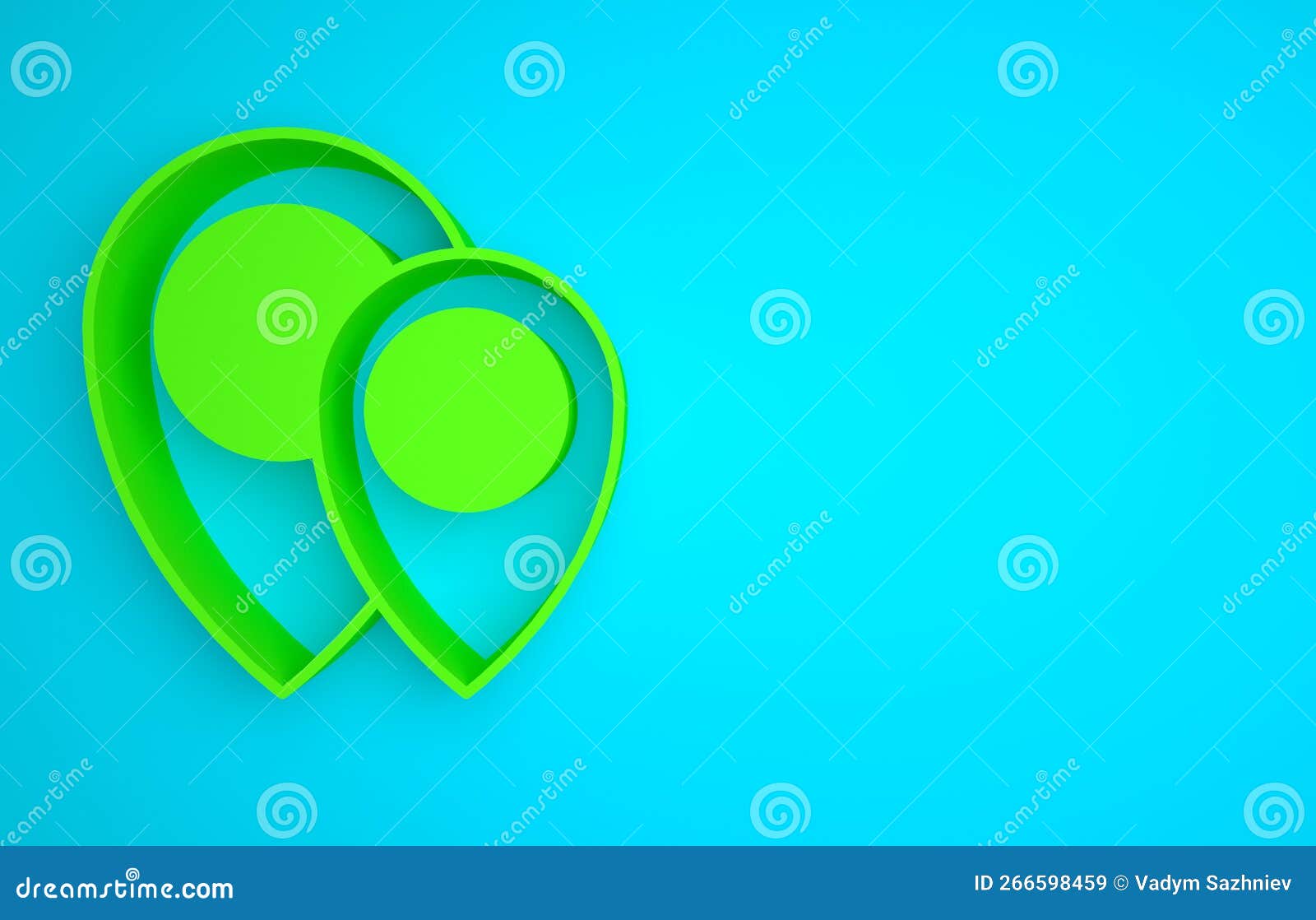 Green Map Pin Icon Isolated on Blue Background. Navigation, Pointer ...