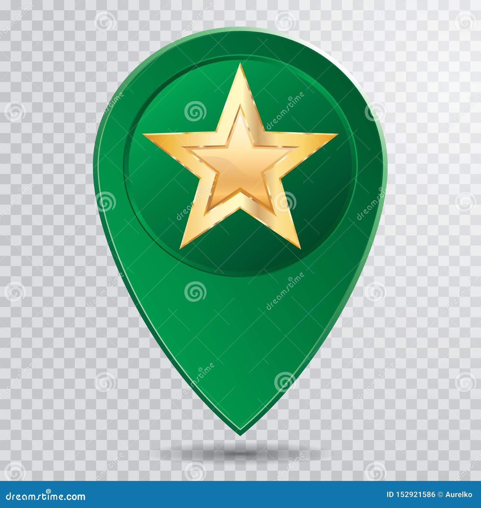 Pointer gold star green 1 stock vector. Illustration of location ...