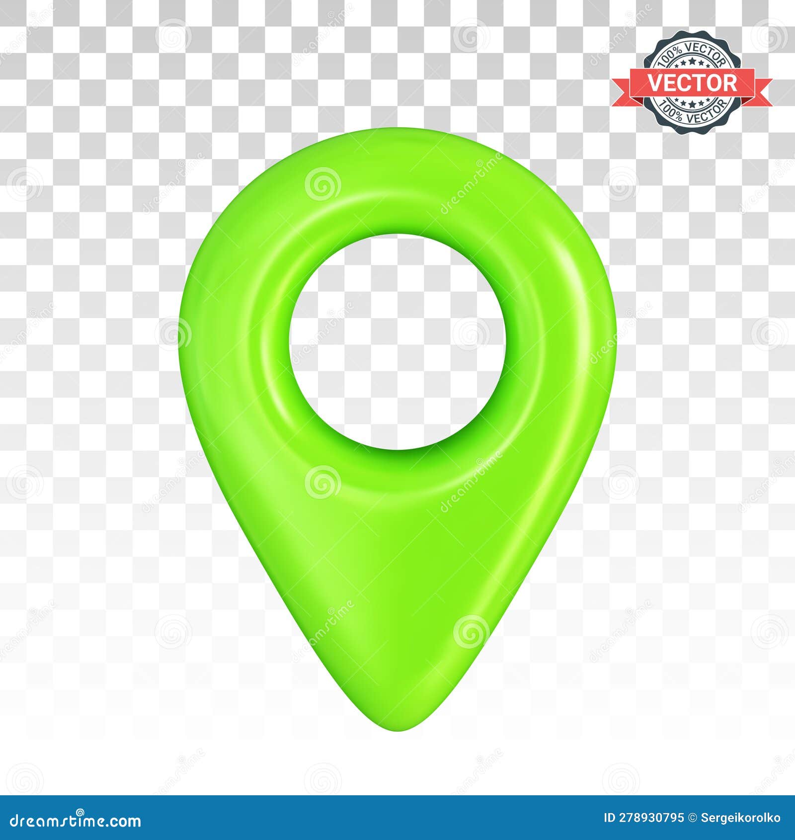 Green Map Pointer or GPS Location Icon, Front View Stock Vector ...