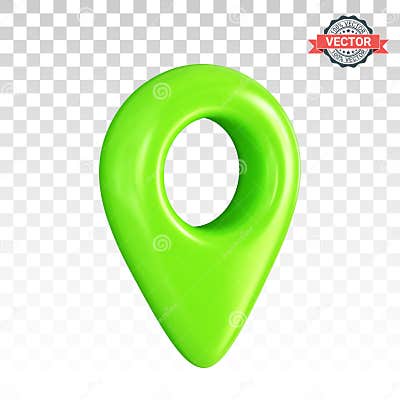 Green Map Pointer or GPS Location Icon in Three-quarter Front View ...