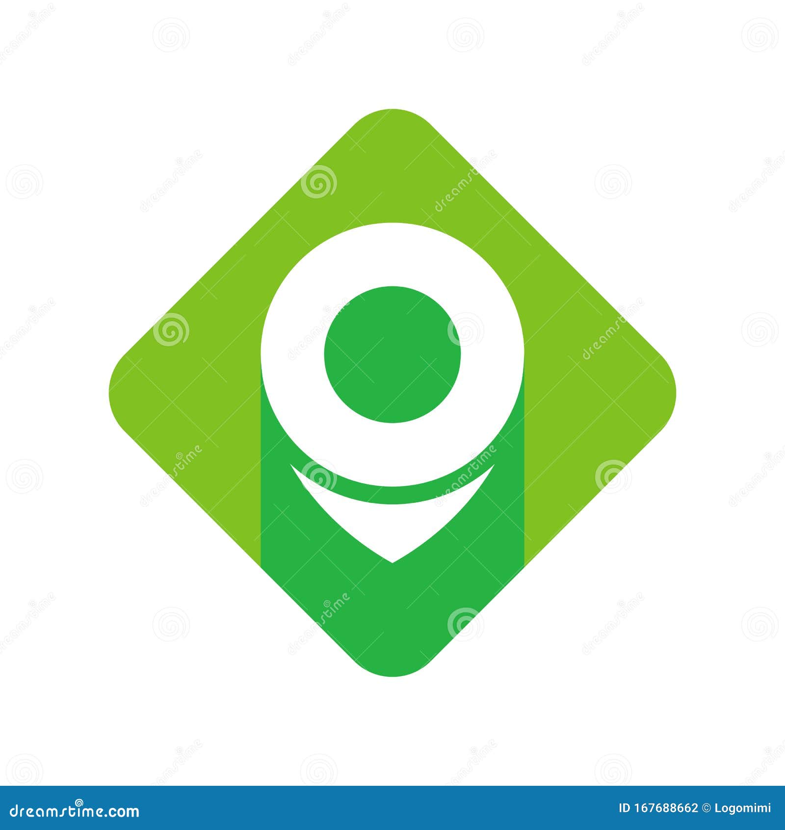 Green Map Pointer Logo Template, Flat Style Illustration, Abstract ...