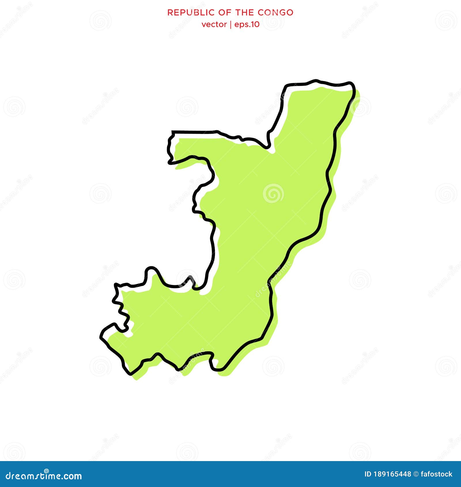 Green Map of Republic of the Congo with Outline Vector Design Template ...