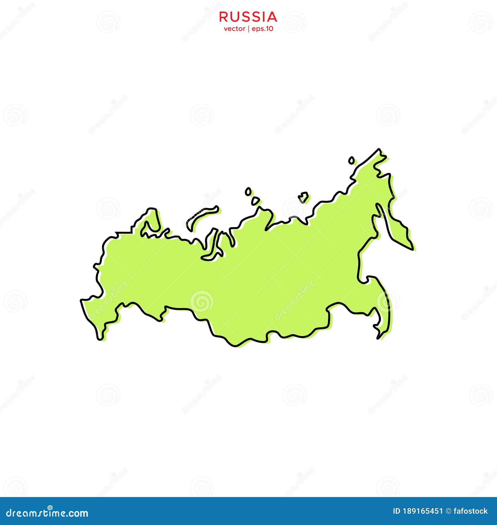 Green Map of Russia with Outline Vector Design Template. Editable ...