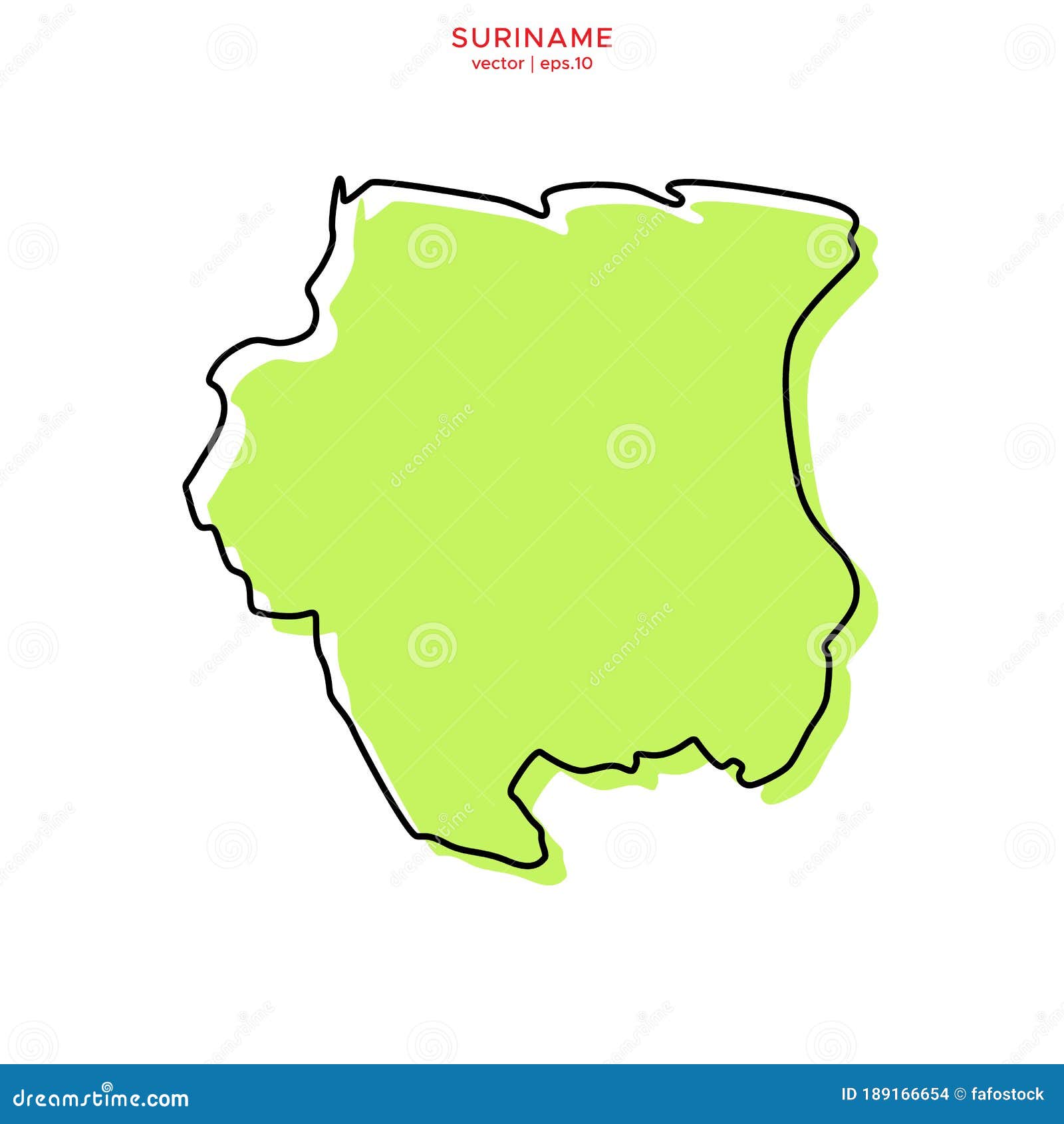Green Map of Suriname with Outline Vector Design Template. Editable ...