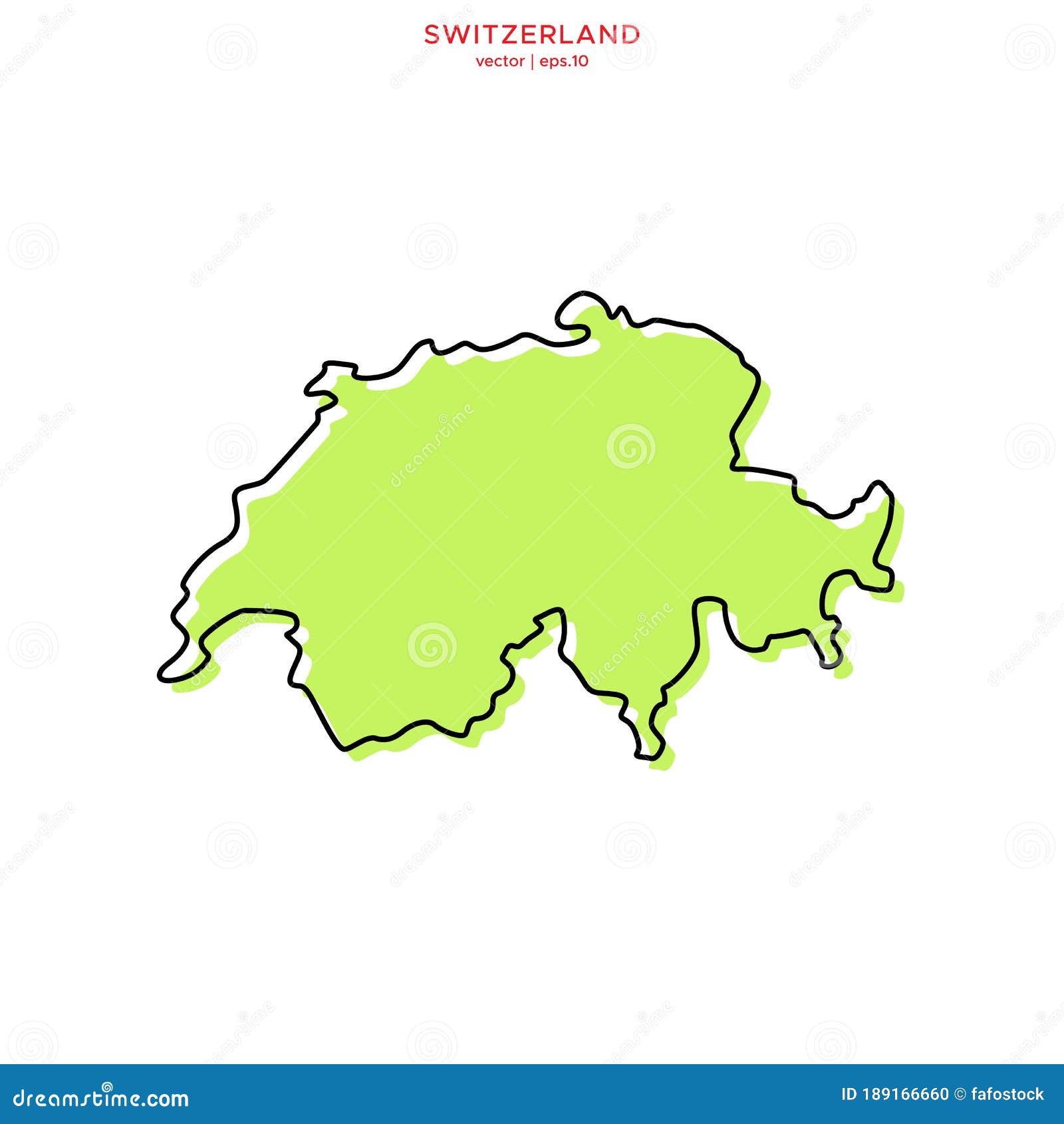 Switzerland Outline Map National Borders Vector Illustration ...
