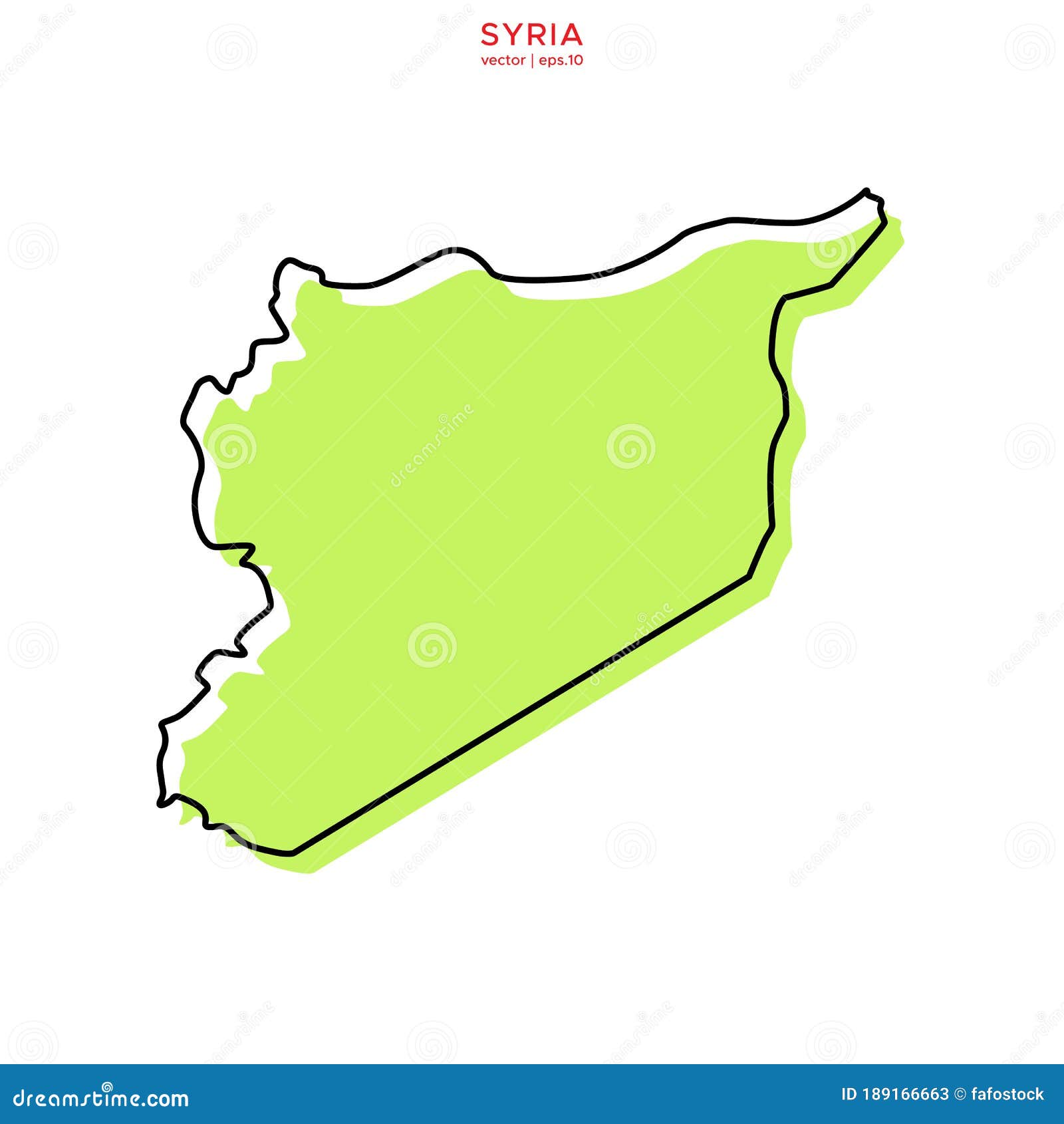 Green Map of Syria with Outline Vector Design Template. Editable Stroke ...
