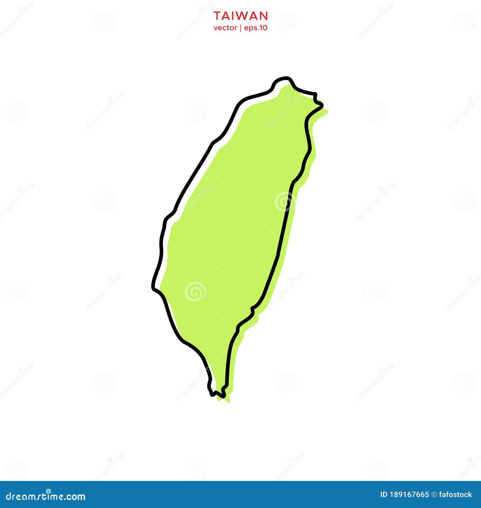 Green Map of Taiwan with Outline Vector Design Template. Editable ...