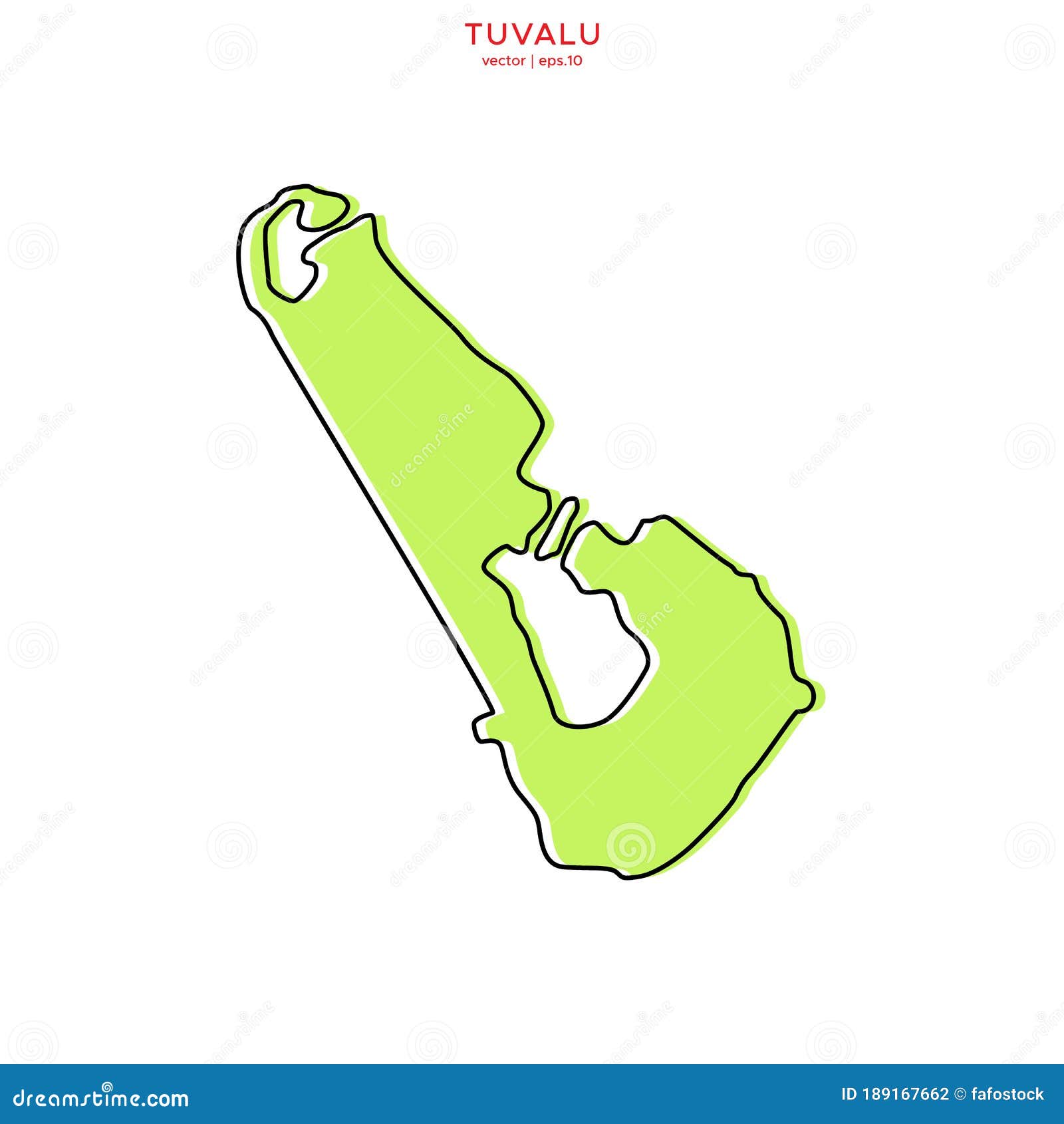 Tuvalu Outline Map With The Handwritten Country Name. Continuous Line ...