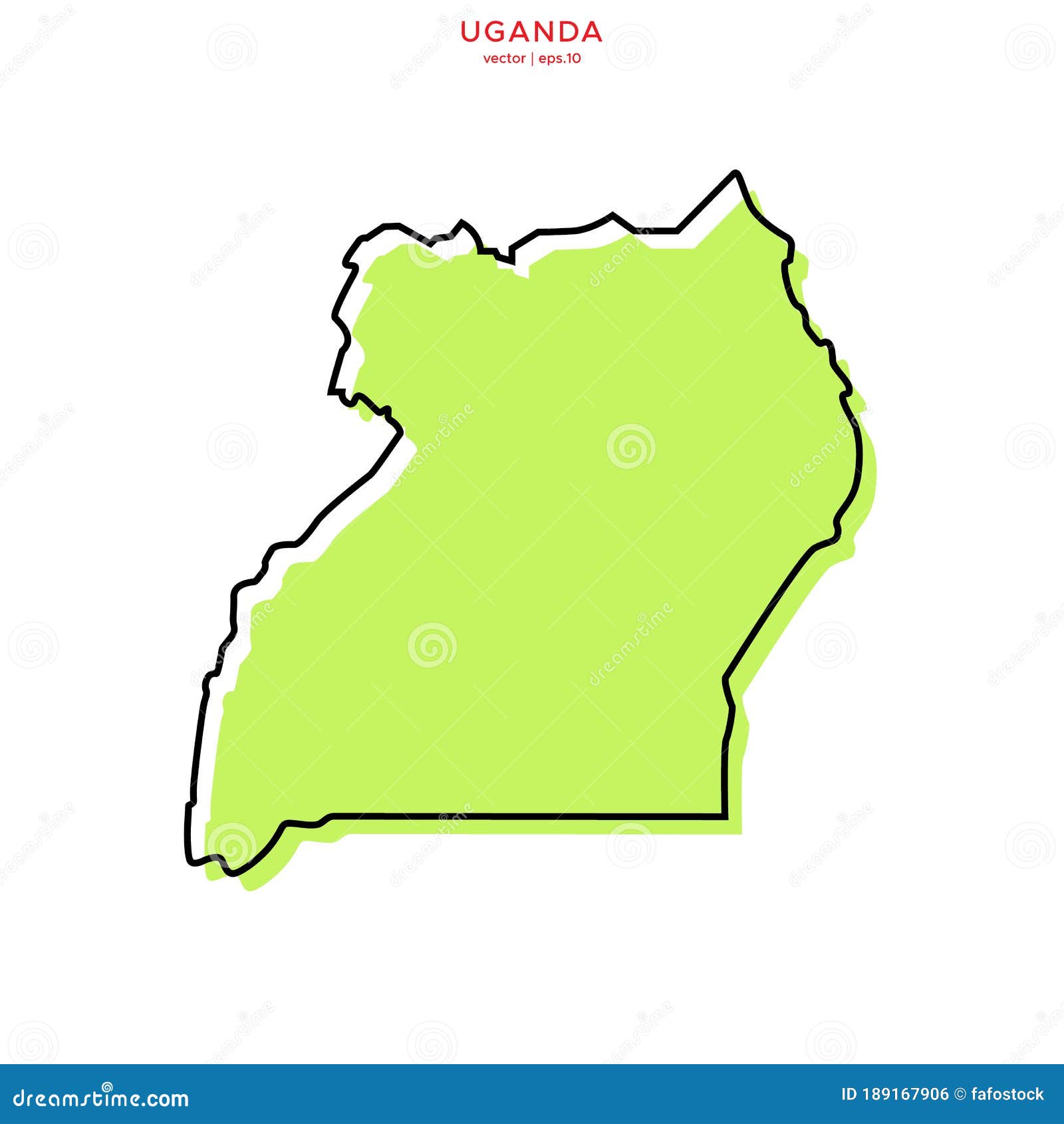 Green Map of Uganda with Outline Vector Design Template. Editable ...