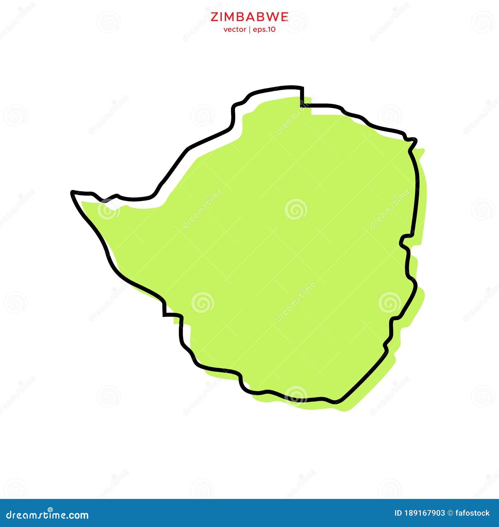 Green Map of Zimbabwe with Outline Vector Design Template. Editable ...