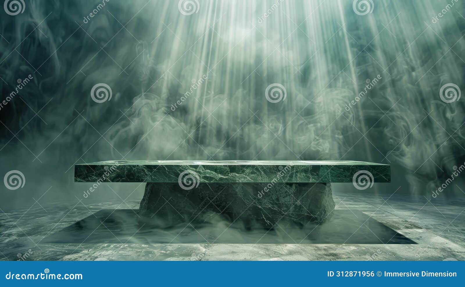 Green Marble Table in a Empty Room with Smoke. Table Template Stock ...