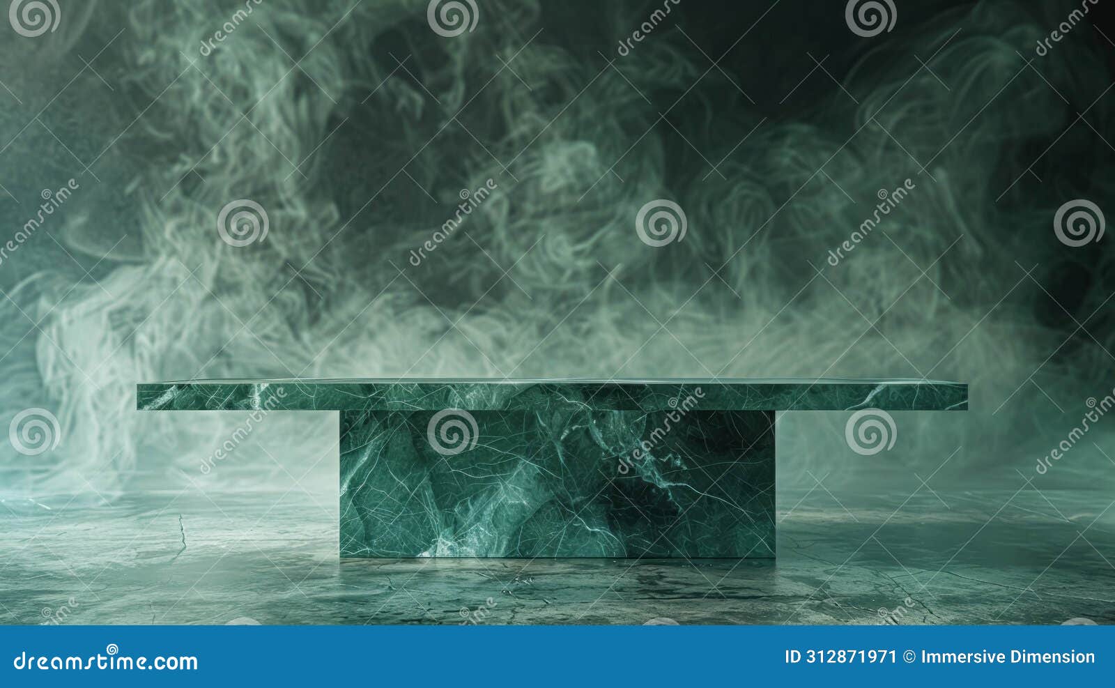 Green Marble Table in a Empty Room with Smoke. Table Template Stock ...