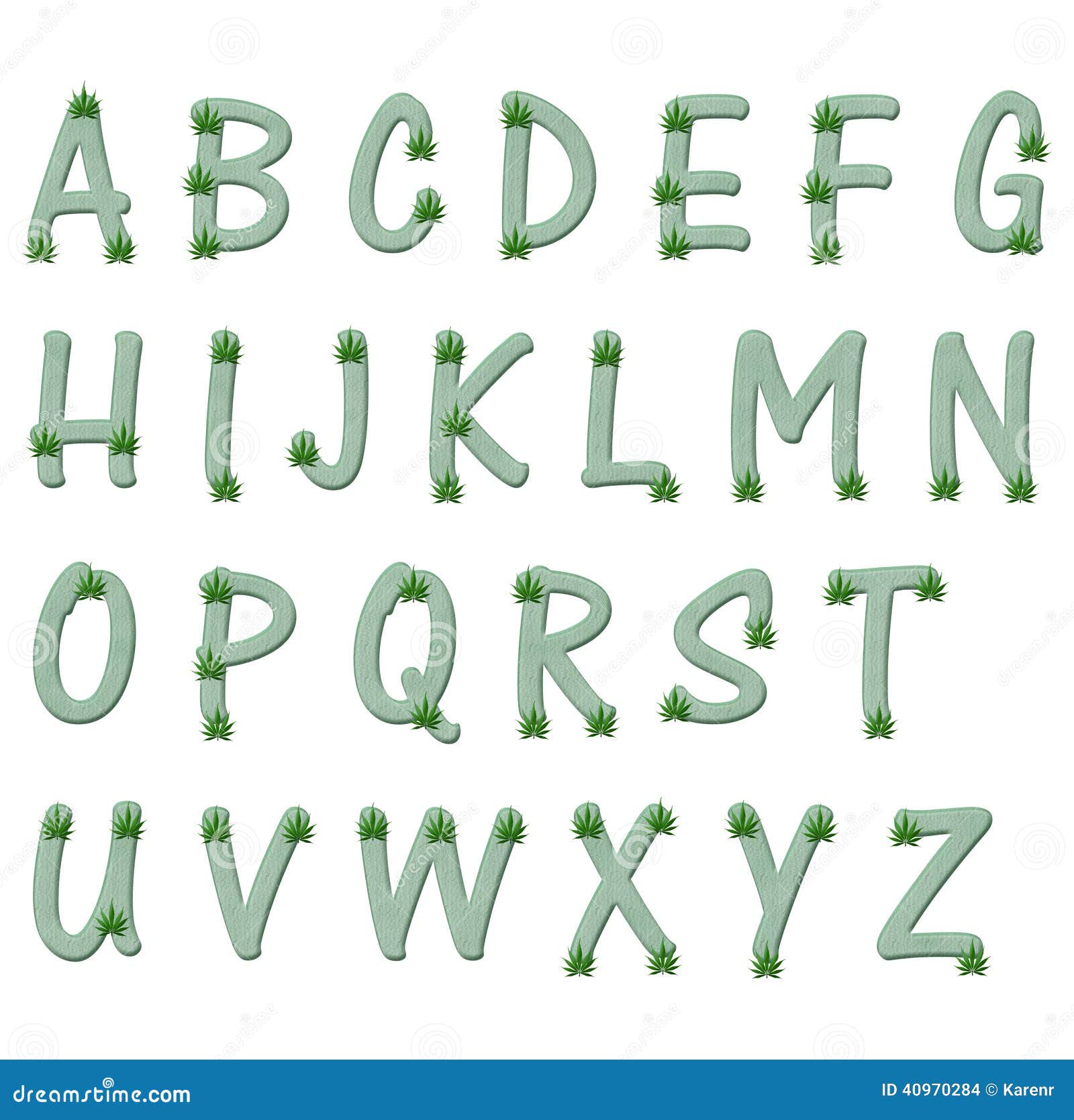 Green and Marijuana Leaf Alphabet Letters Stock Illustration ...