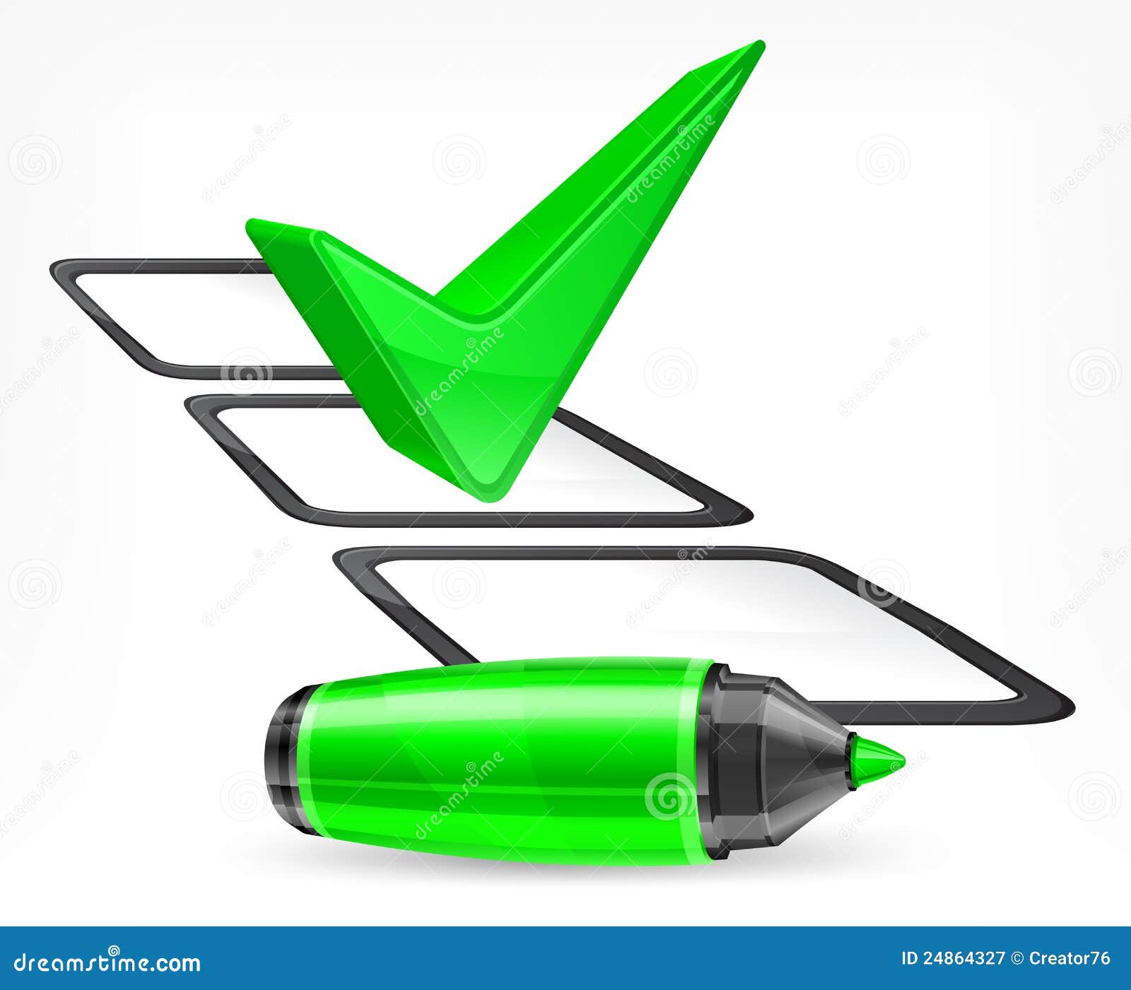 Green Marker with Big Check Mark Stock Vector - Illustration of choice ...