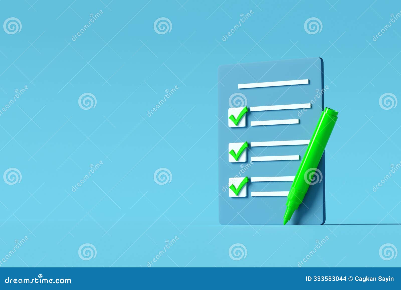 Green Marker Checking Off Tasks on Checklist on Blue Background Stock ...