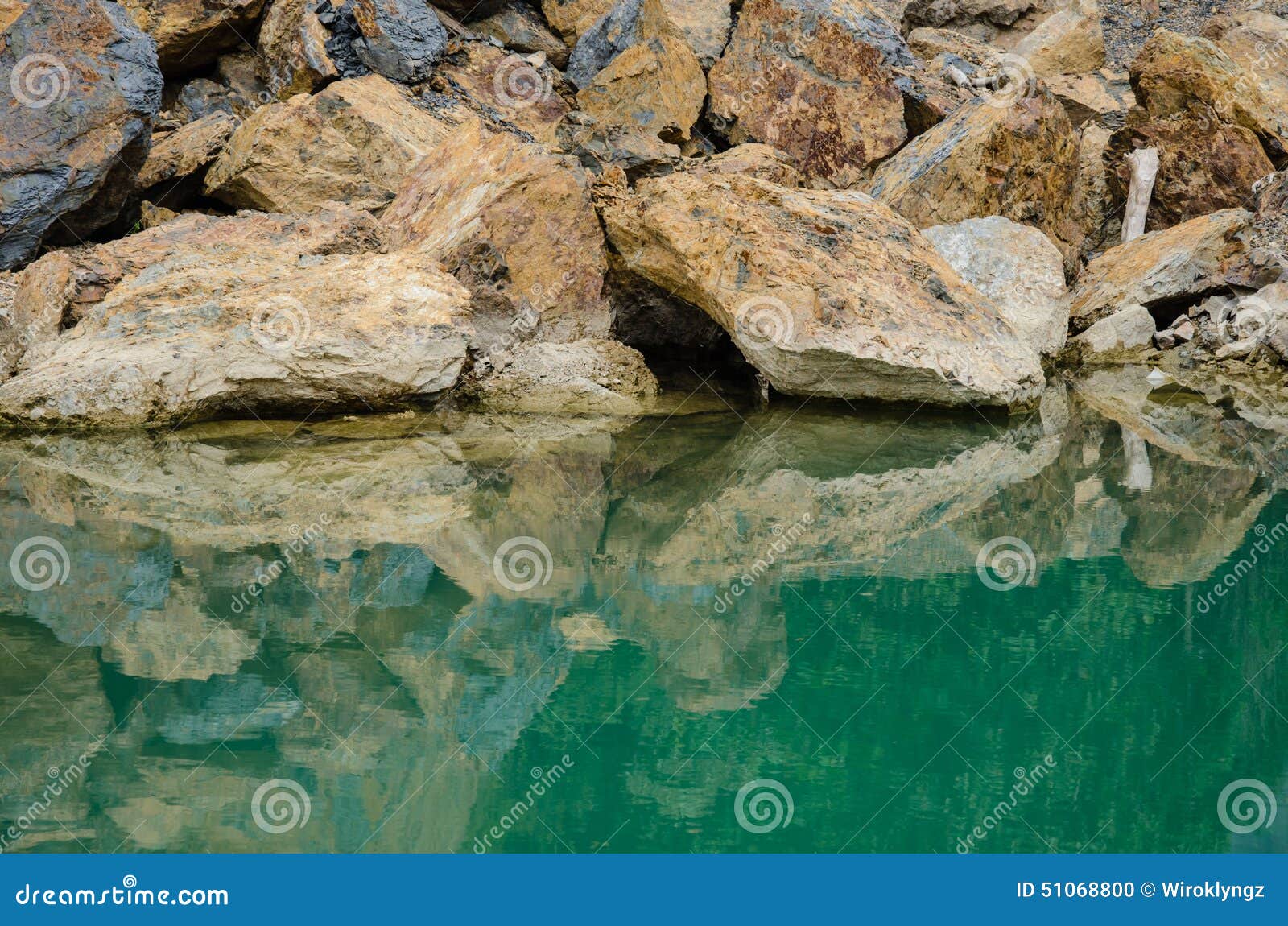 Green Marsh and Reflection of Stones. Stock Photo - Image of reflection ...