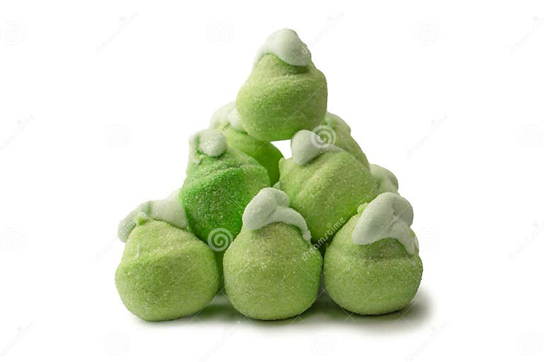 Green Marshmallow Candy Isolated on White Background Stock Photo ...