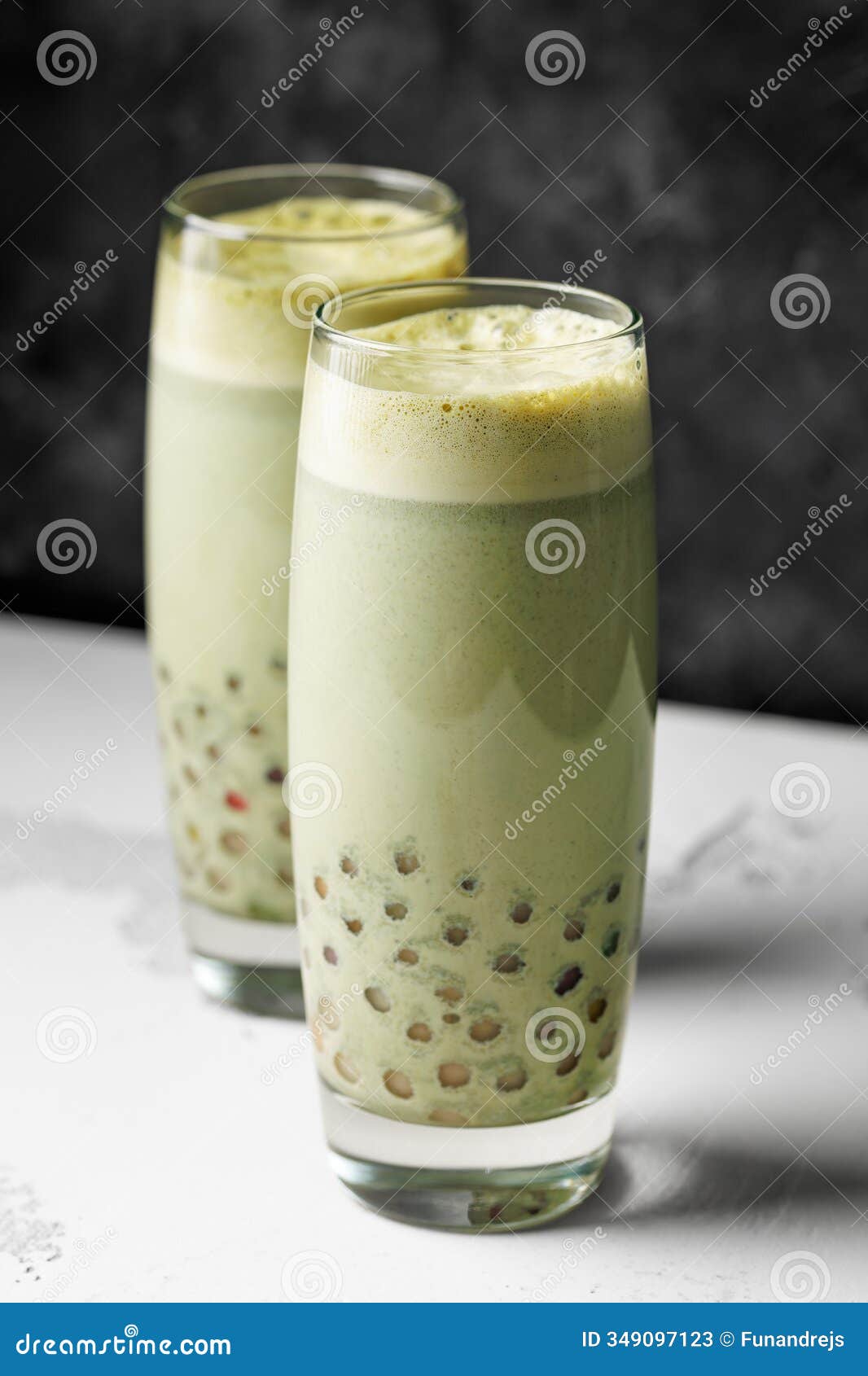 Green Matcha Boba Bubble Tea with Tapioca Pearl. Stock Image - Image of ...