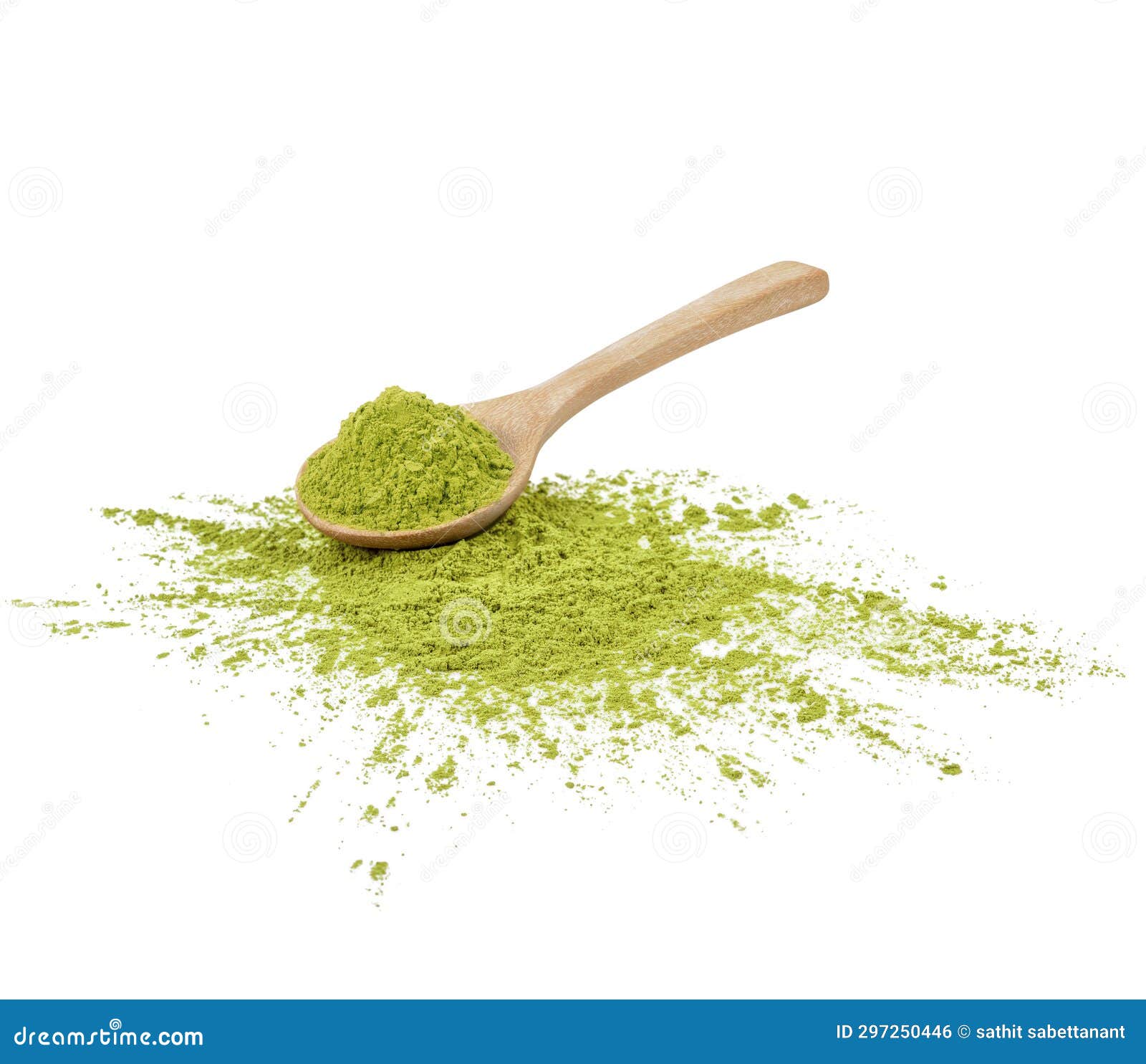 Green Matcha Powder in a Spoon Isolated on White Bcakground Stock Photo ...