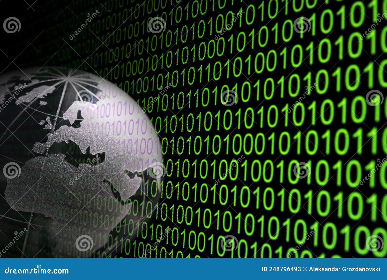 Green Matrix Background of Binary Numbers. Matrix of Computer Data ...