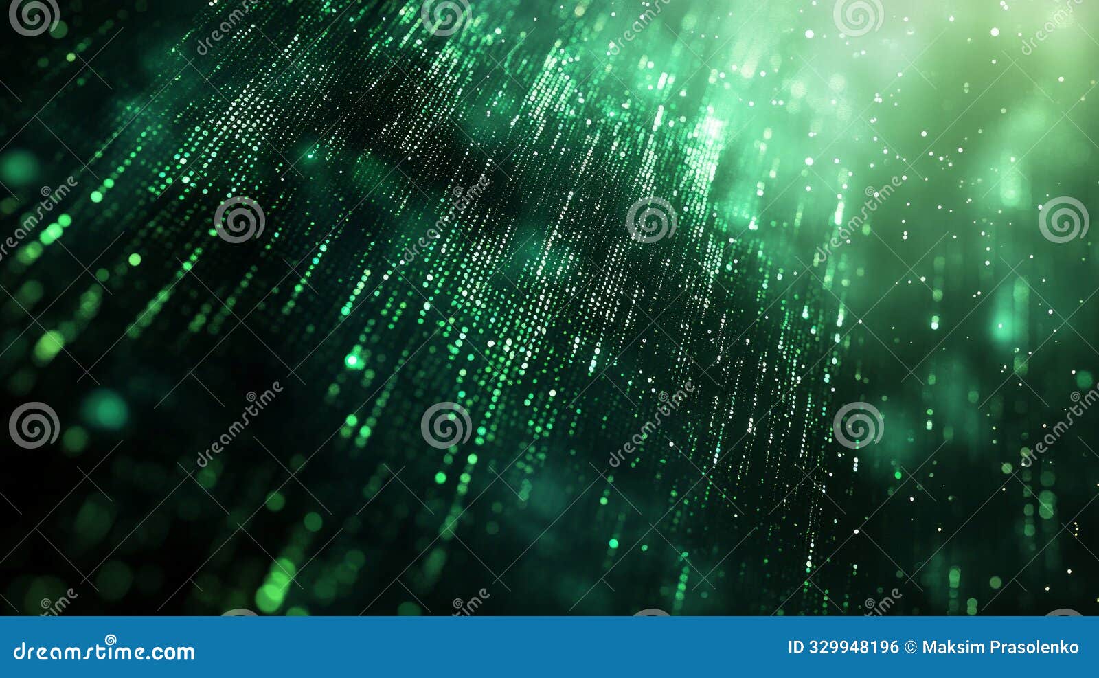 3d Green Matrix Line Wire Grid Space Background. Perspective Futuristic ...