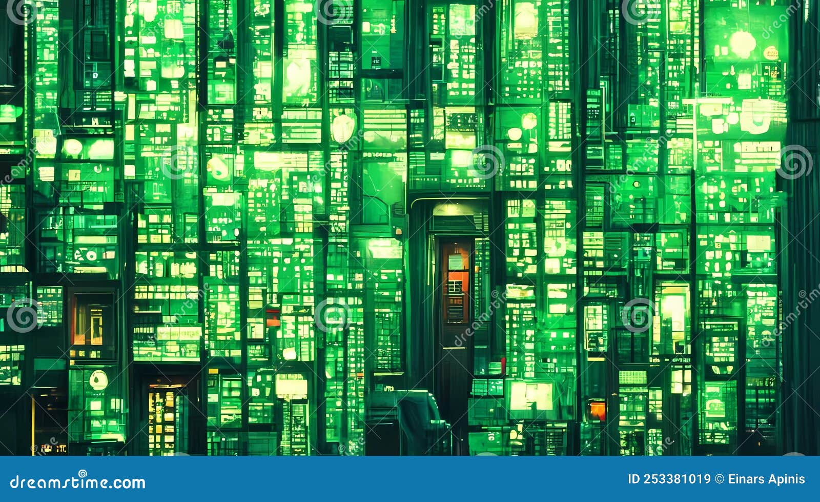 Green Matrix Code Background Wallpaper Illustration Stock Illustration ...