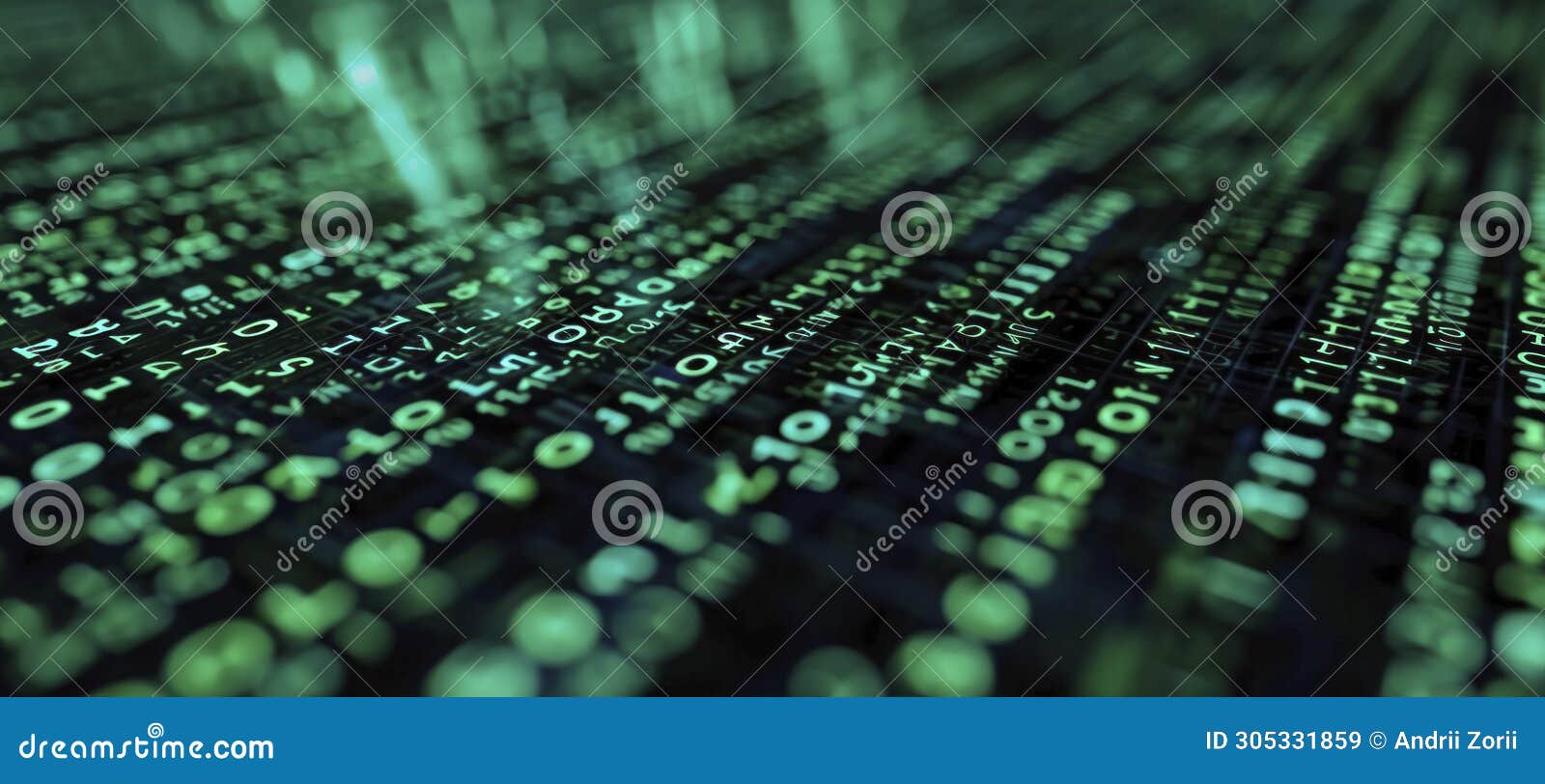 Green Matrix Code Data on Computer Screen Stock Image - Image of binary ...
