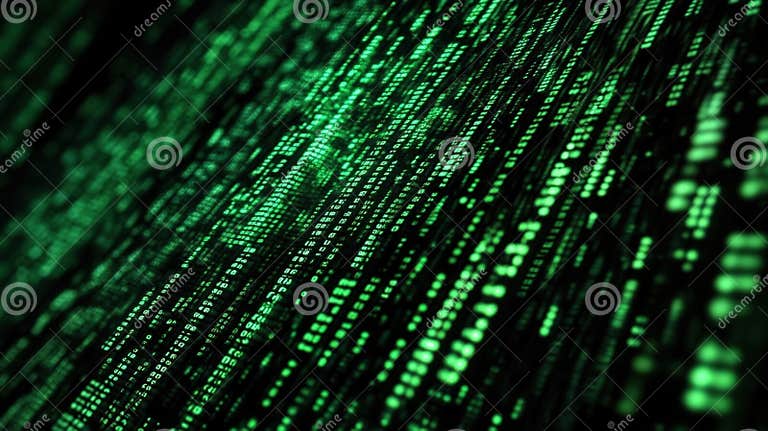 Green Matrix Effect Cascading Data Stream of Binary Code Digits Stock ...
