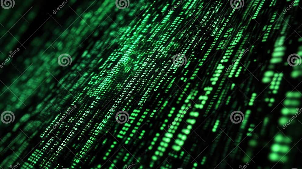 Green Matrix Effect Cascading Data Stream of Binary Code Digits Stock Photo - Image of flow ...