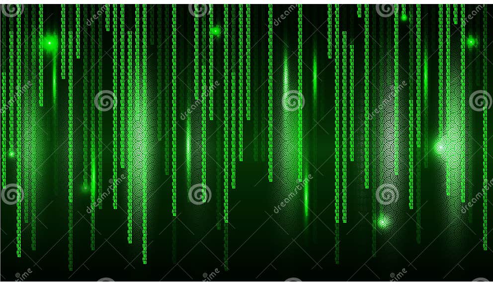 Green Matrix Vertical Flows. Dark Green Binary Wallpaper Stock Vector ...