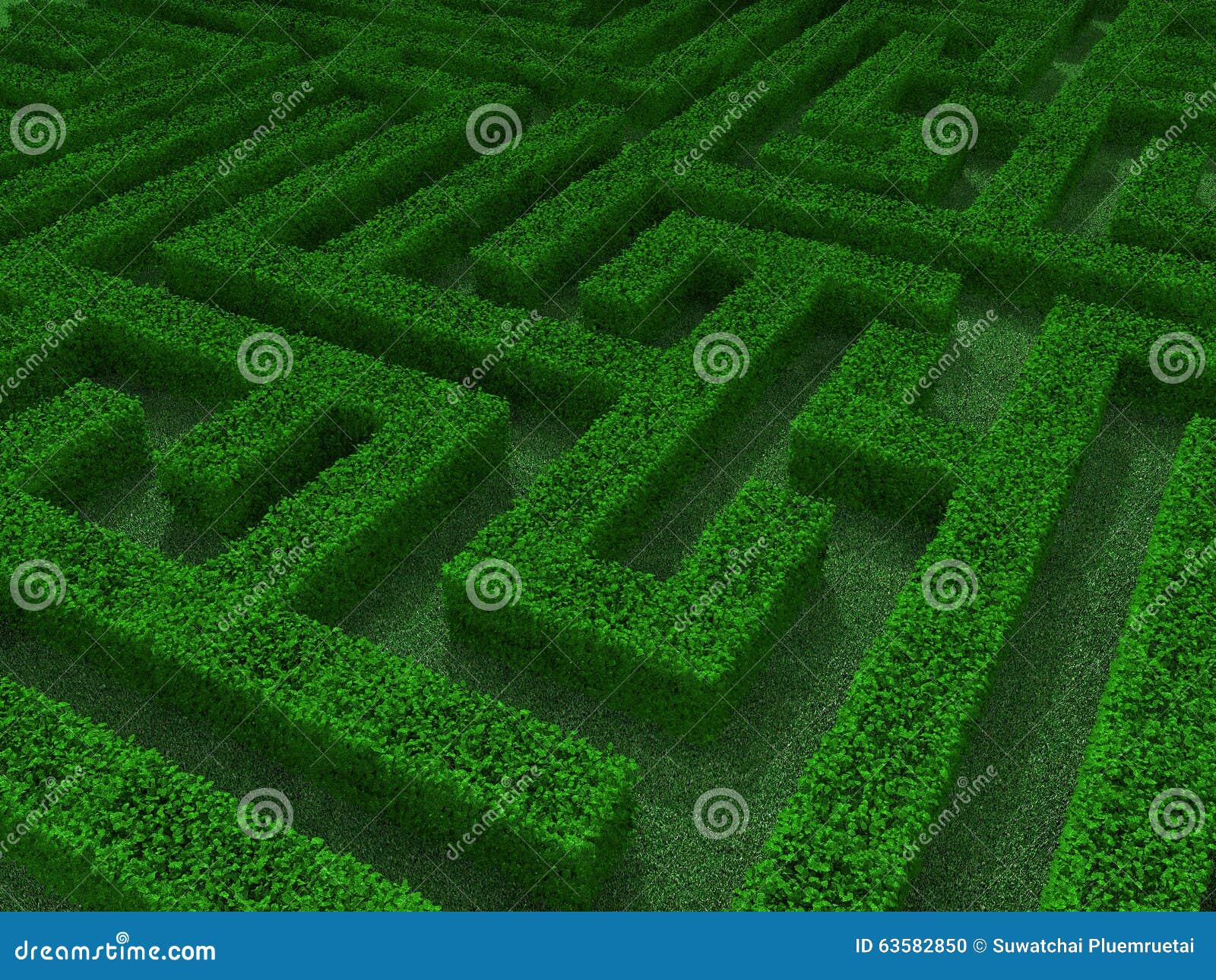 Green maze 3d illustration stock illustration. Illustration of concept ...