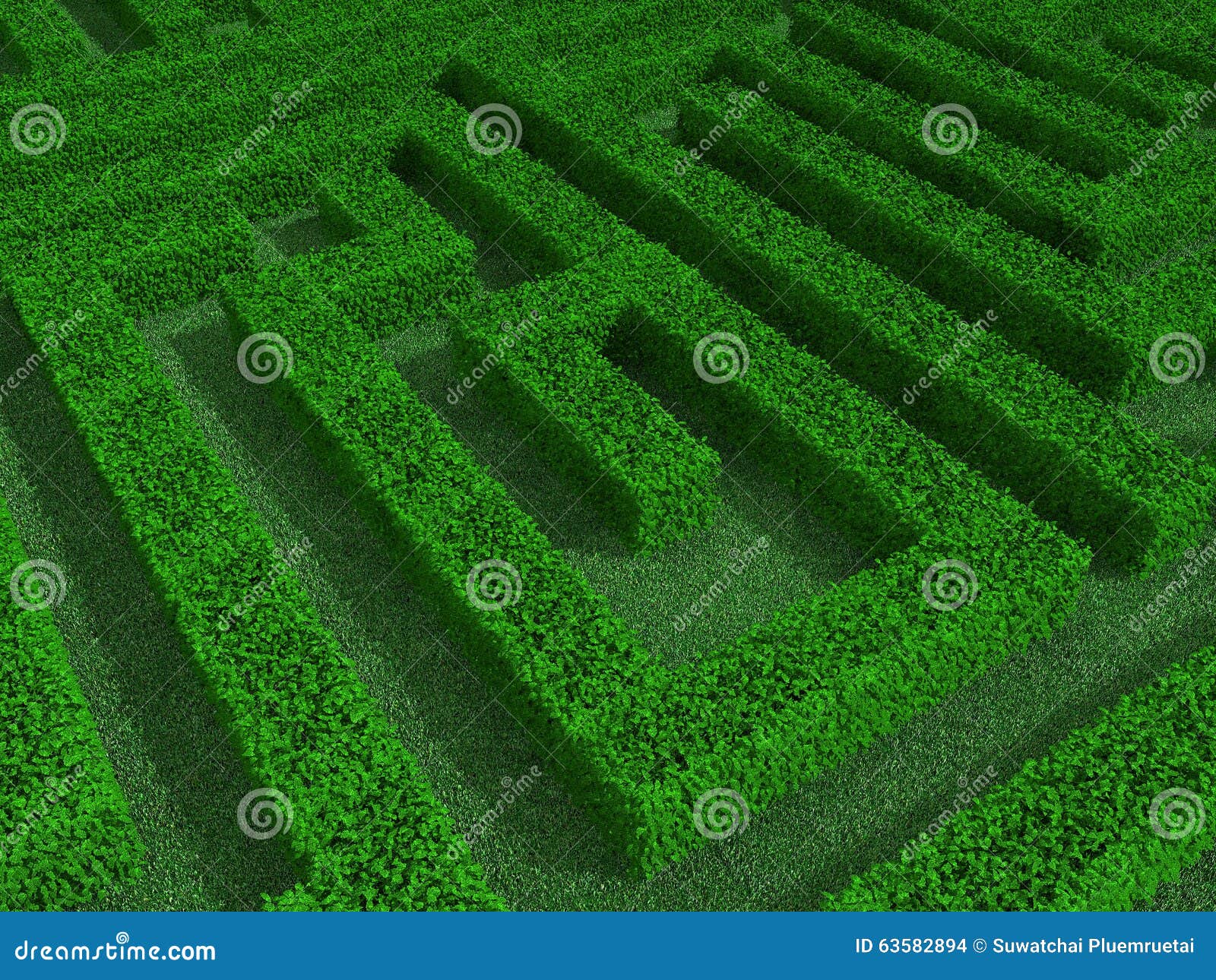 Green maze 3d illustration stock illustration. Illustration of path ...