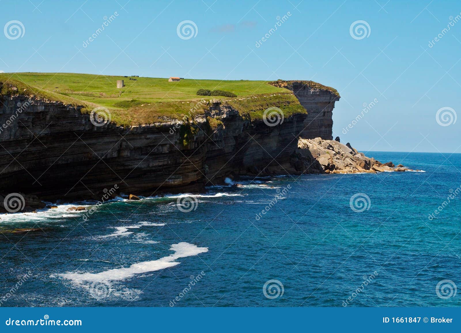 Green meadow on cliffs stock image. Image of holidays - 1661847