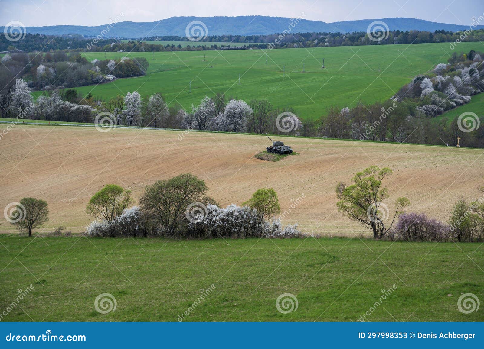 Green Meadows, Fields, Spring Forests and Russian Tanks Stock Image ...