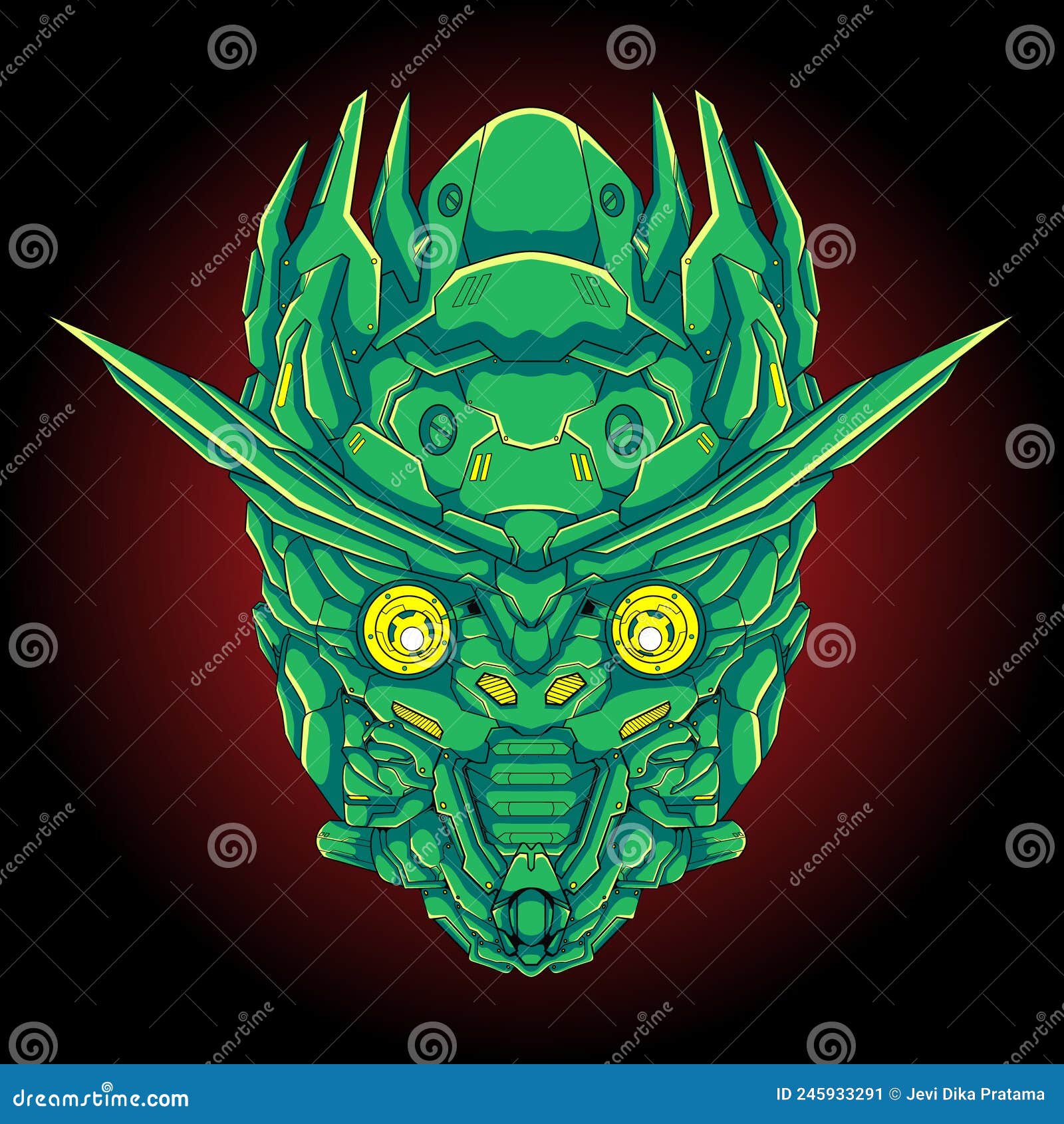 GREEN MECHA SOLDIER MASCOT LOGO DESIGN Vector Illustration ...
