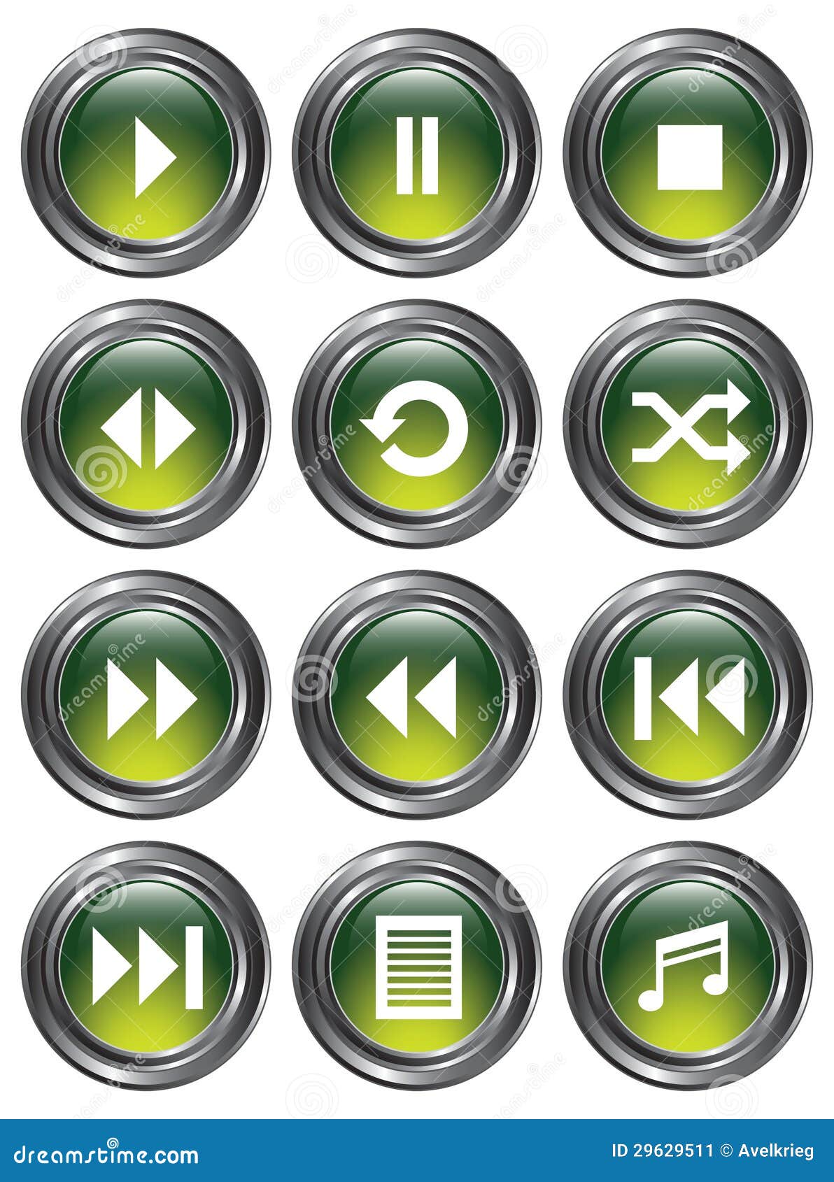 Green Media Buttons stock vector. Illustration of modern - 29629511