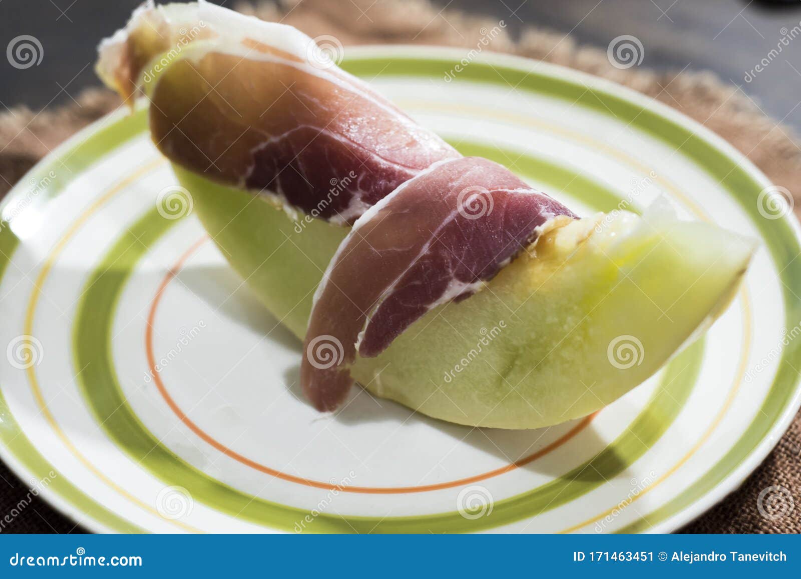 Green Melon with Raw Ham Ready To Savor Stock Image - Image of green ...