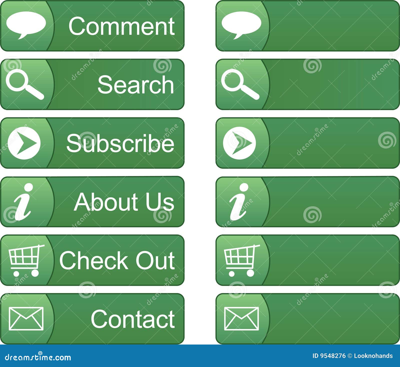 Green Menu Buttons stock vector. Illustration of label - 9548276